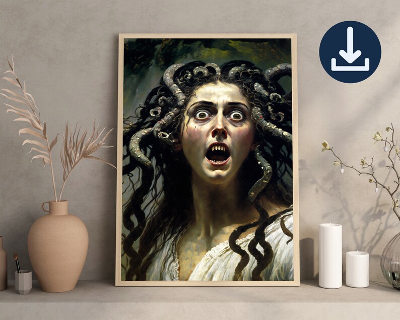 Medusa Poster Print | Vintage Oil Painting Wall Art | Feminist Gift ...