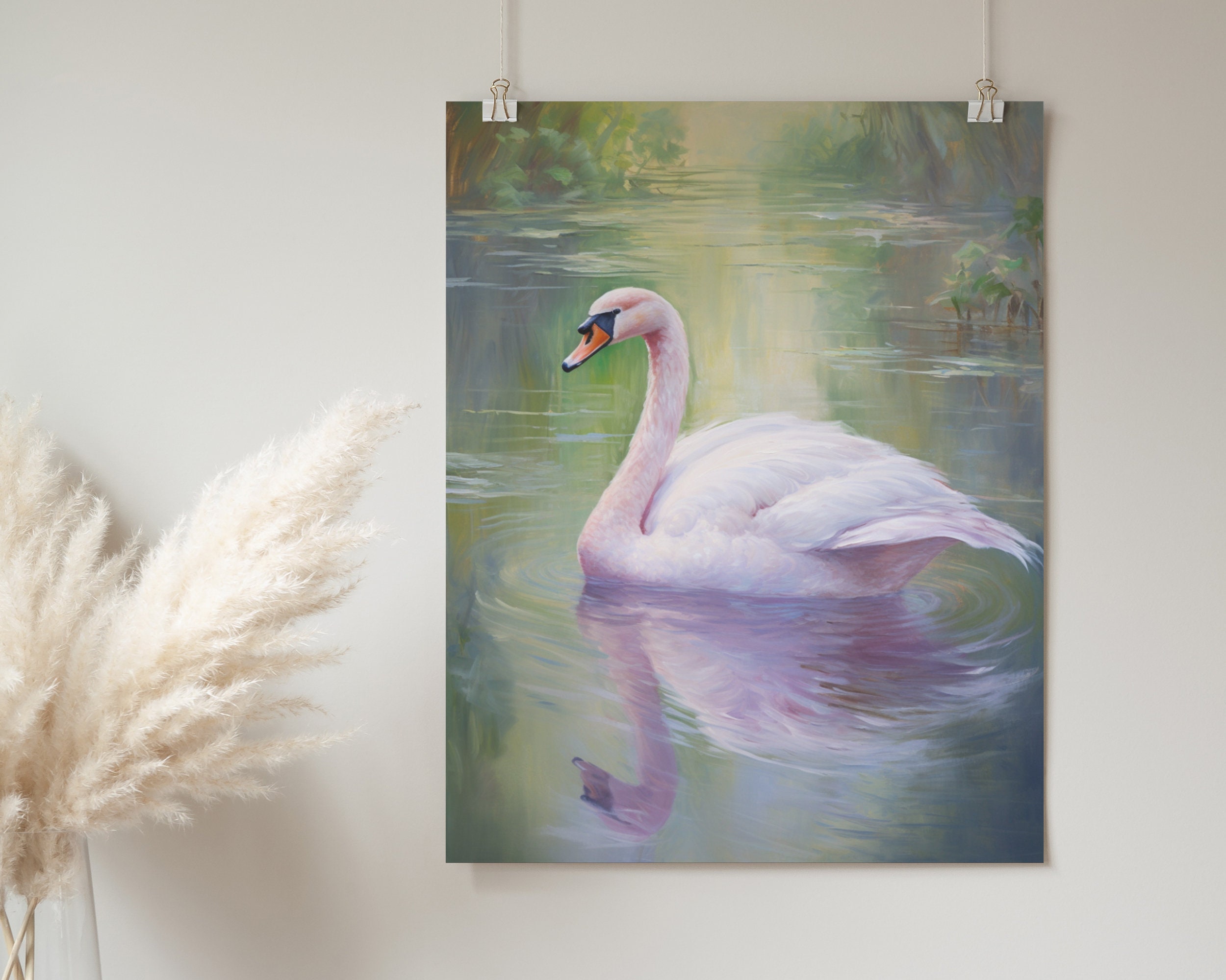 Swan Balletcore Poster Print Preppy Wall Art Vintage Swan Lake Coquette ...