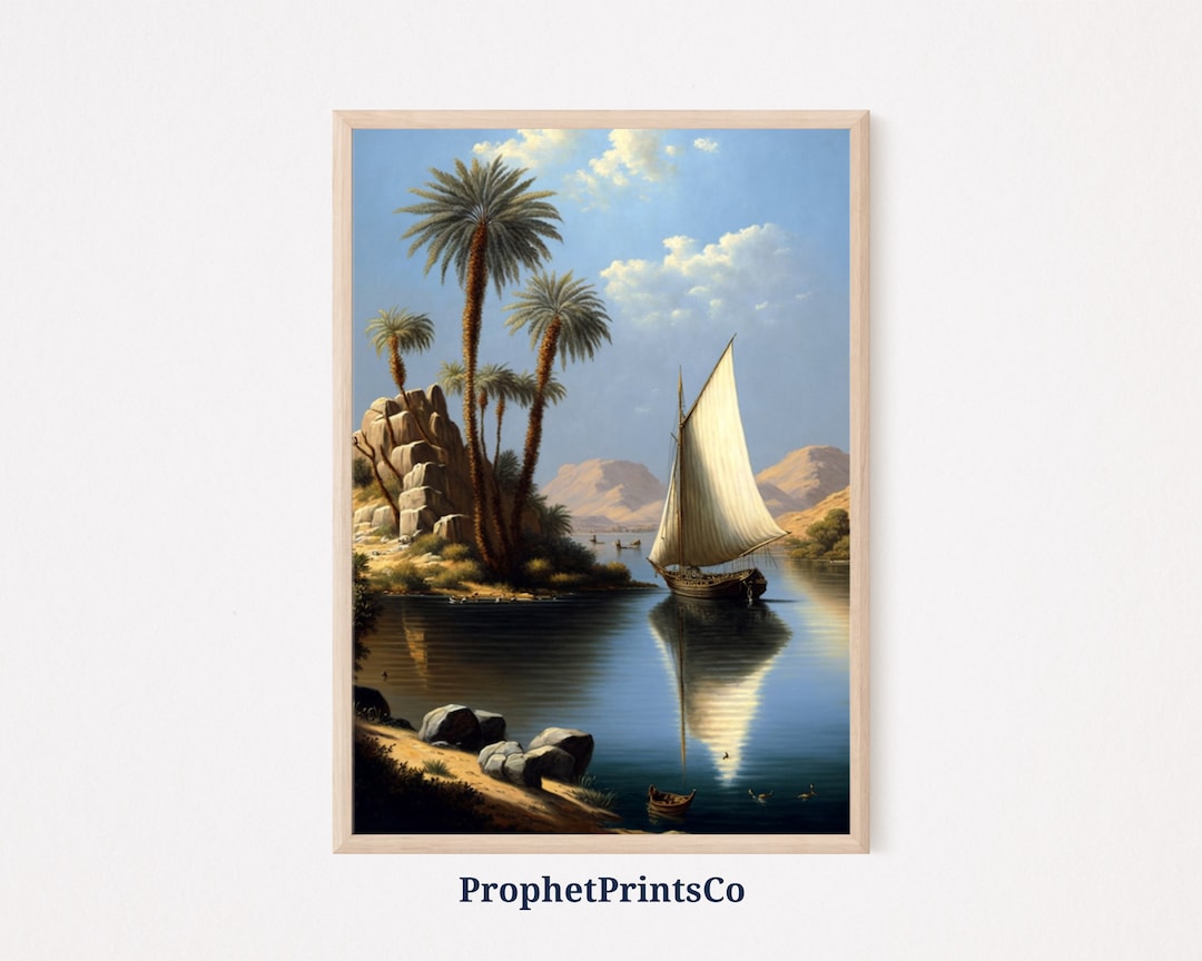 Nile River Landscape Poster Print | Ancient Egypt Wall Art | Tropical ...