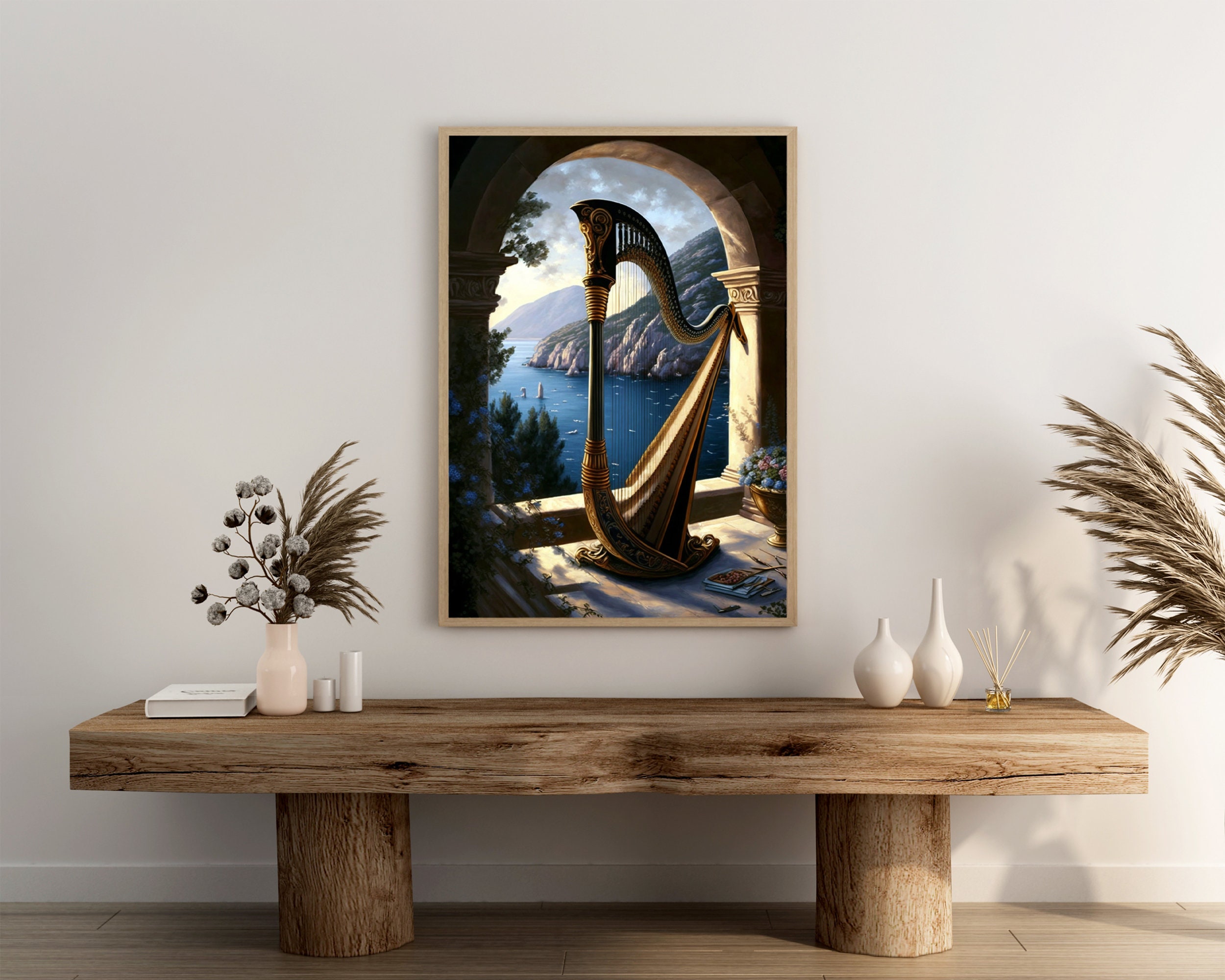 Greek Harp Poster Print Lyre Harp Wall Art Music Lover Gift Modern ...