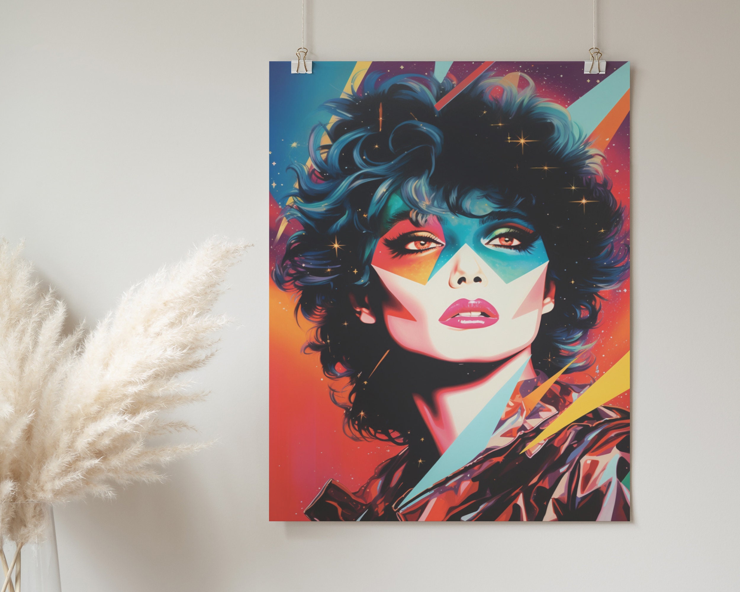 Retro Disco Print | Aesthetic 1980s Wall Art | Rainbow Art 80s Woman ...
