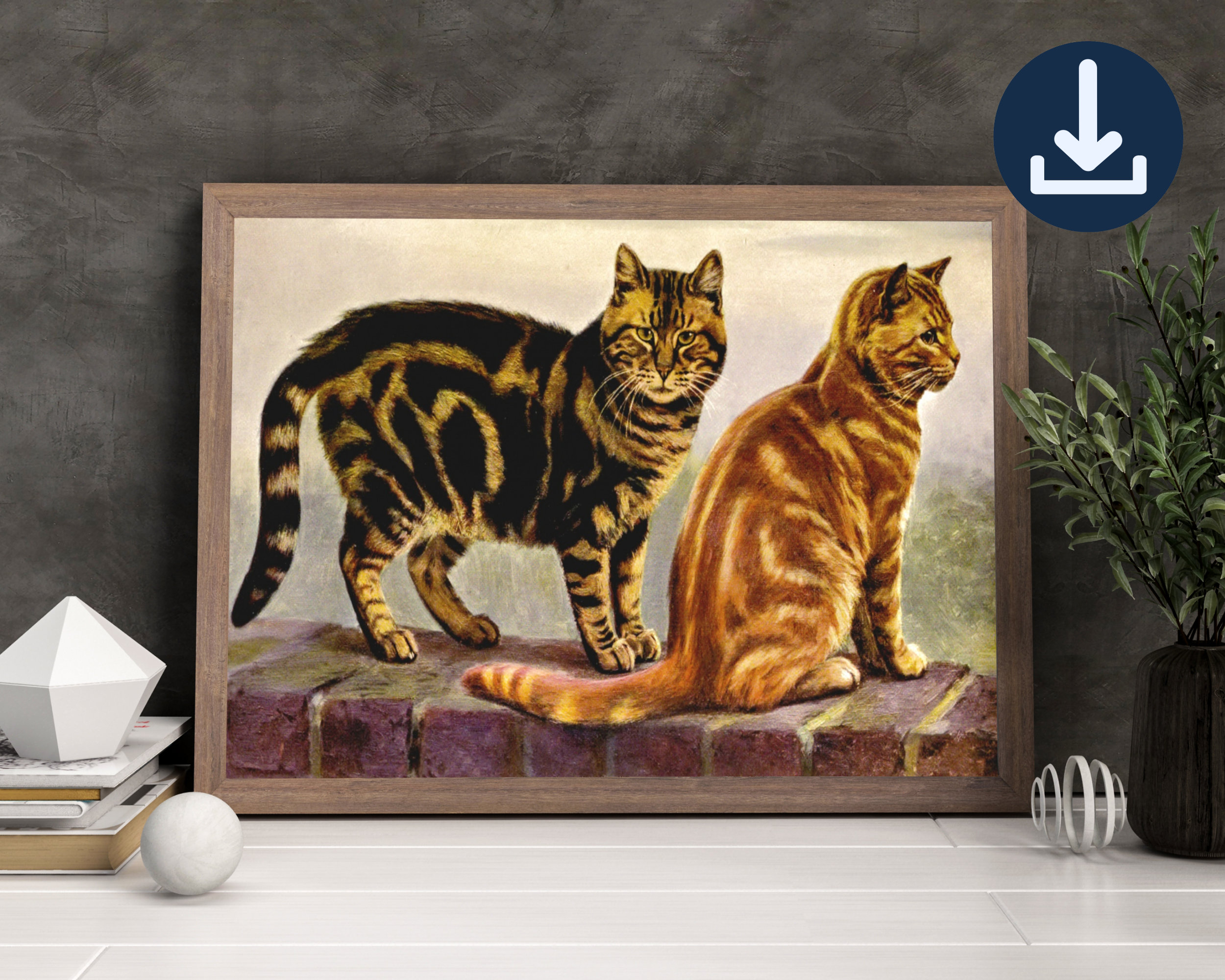 Vintage Kitten Poster Print | Kitten Painting Wall Art | Cat Lover Gift ...