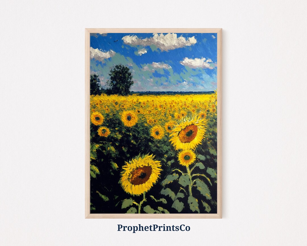 Sunflower Field Poster Print | Flower Wall Art | Inspired by Monet ...