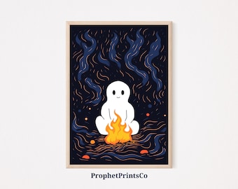 Halloween Decor Ghost Print Ghost Wall Art Spooky Halloween Decor Cute ...