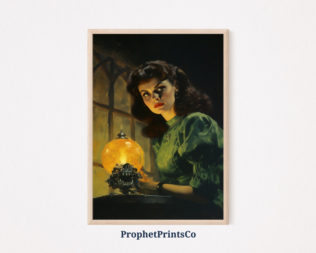 Vintage Woman Horror Poster Print | Pulp Art Horror Painting | Classic ...