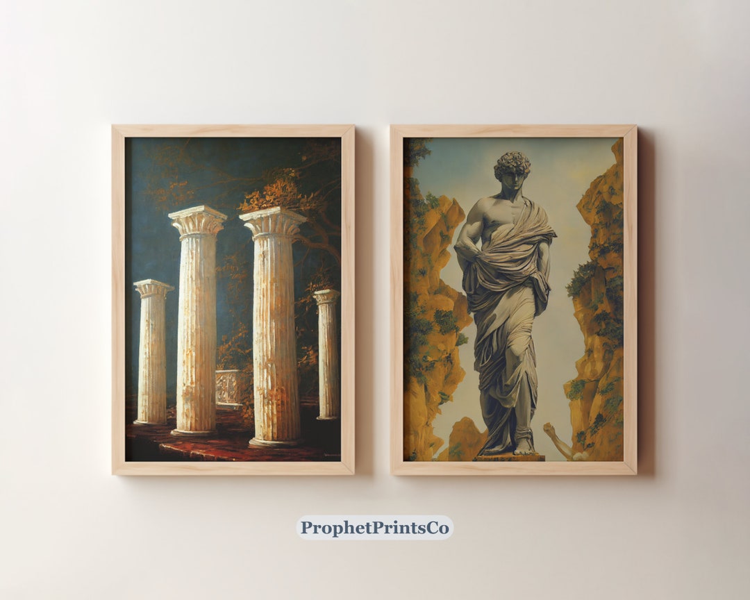 SET OF 2 Greek Painting Poster Prints | Greek Statue Wall Art | Greece ...