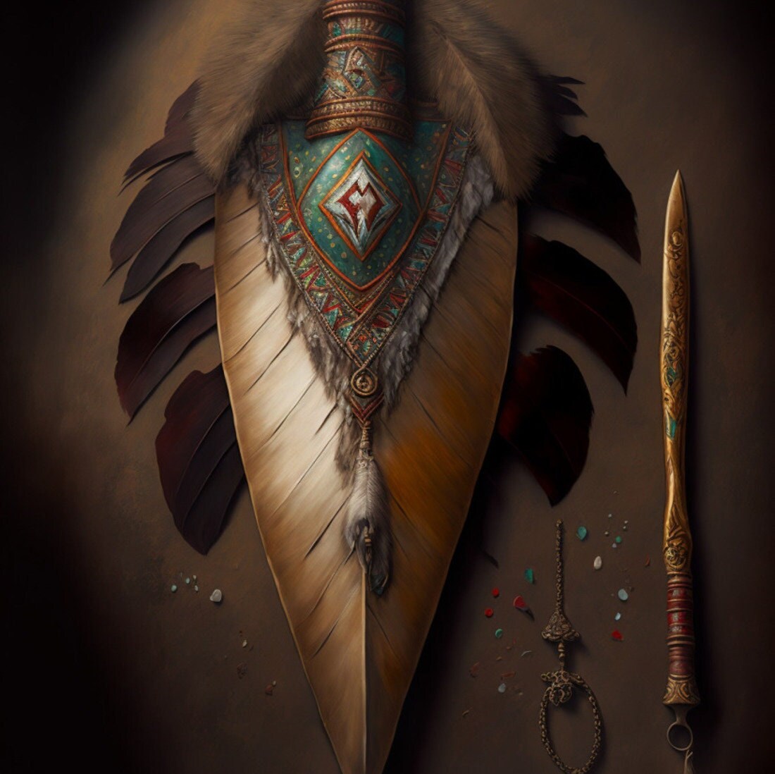 Arrowhead Painting Poster Print | Native American Wall Art | Tribal ...