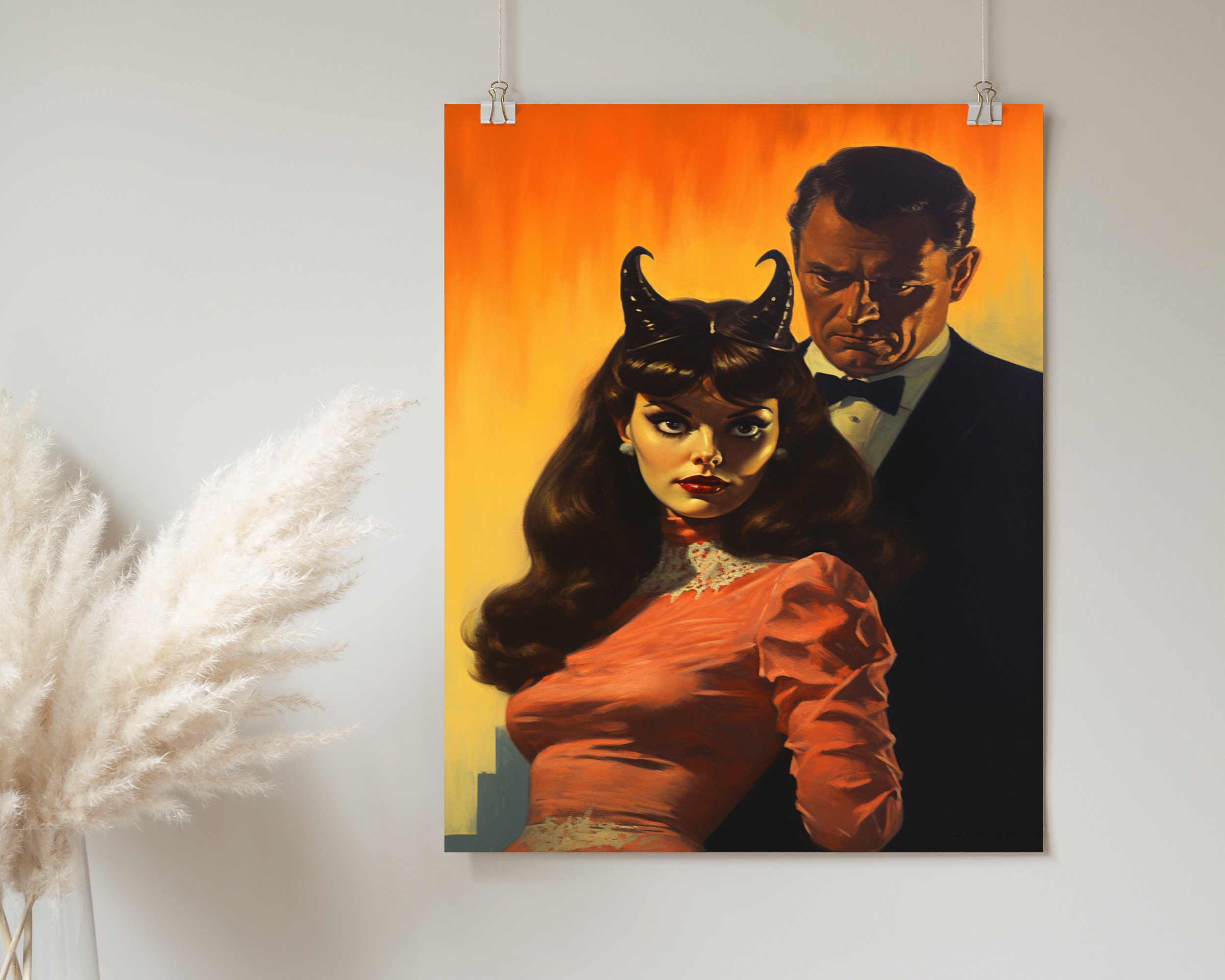 Vintage Horror Art Print | Pulp Art Painting Wall Art | Retro Horror ...