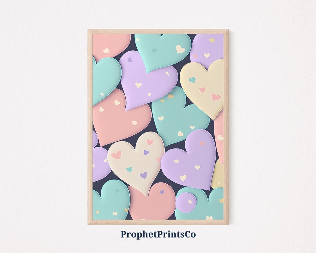 Pastel Valentines Day Poster Print | Romantic Wall Art | Valentine Gift ...