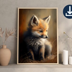 Baby Fox Poster Print | Fox Nursery Wall Art | Fox Lover Gift | Cute ...