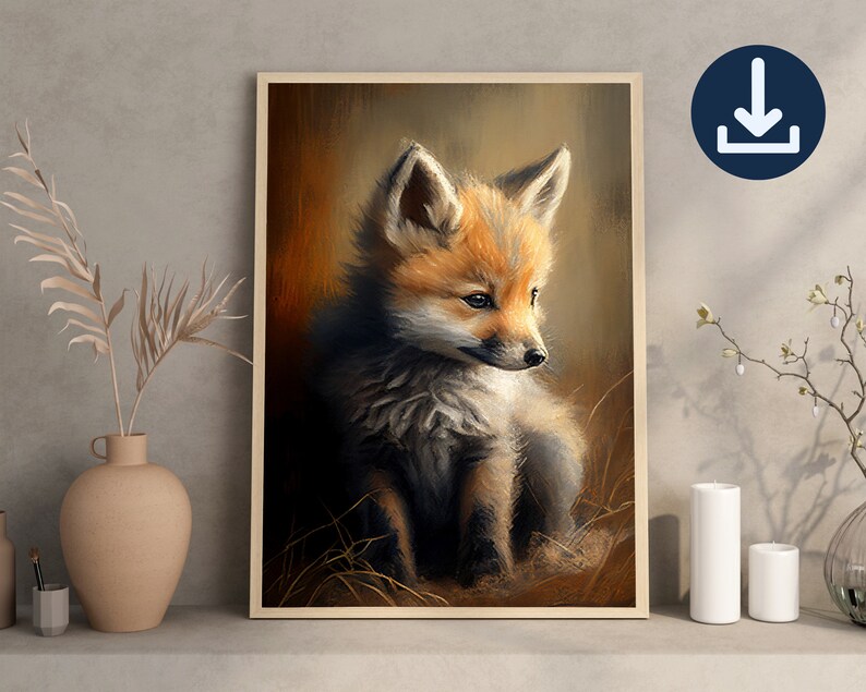 Baby Fox Poster Print | Fox Nursery Wall Art | Fox Lover Gift | Cute ...