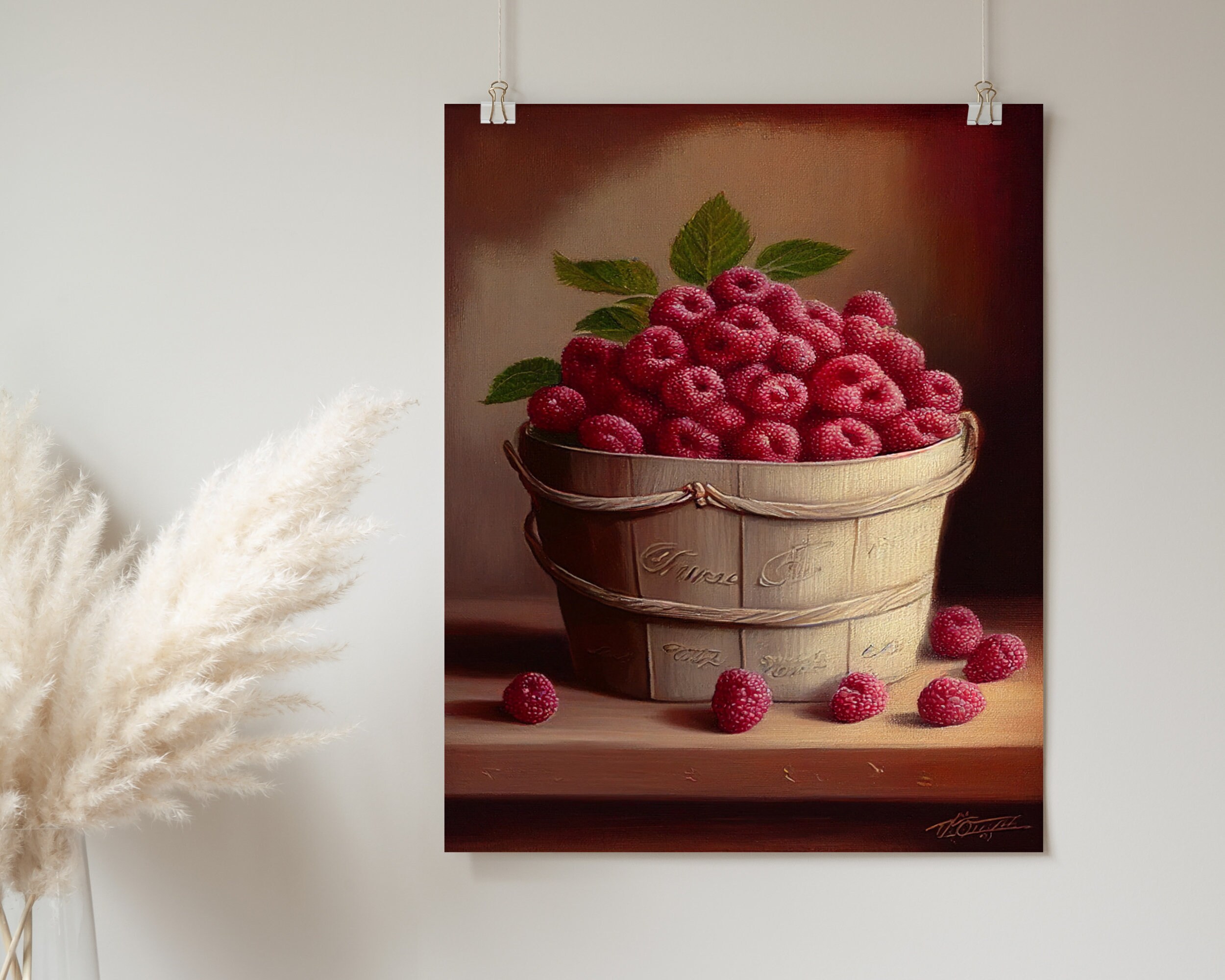 Raspberries Oil Painting Print Kitchen Wall Art Aesthetic - Etsy