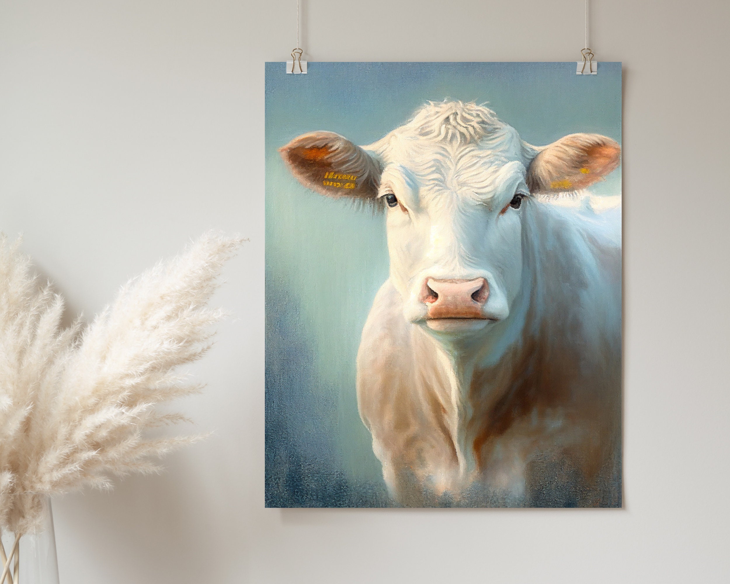 Cow Oil Painting Poster Print | Farm Animals Wall Art | Cow Art Gift ...