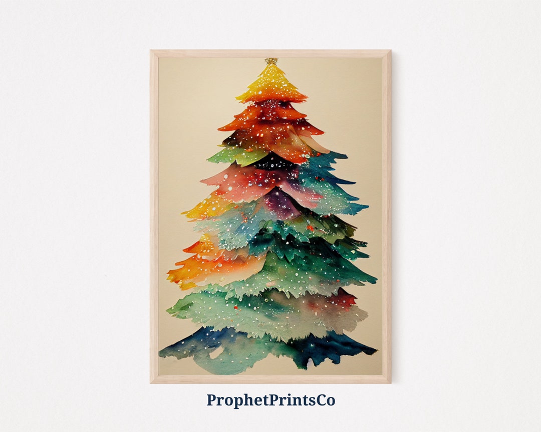 DIGITIAL DOWNLOAD Christmas Tree Poster Print | Water Color Painting ...