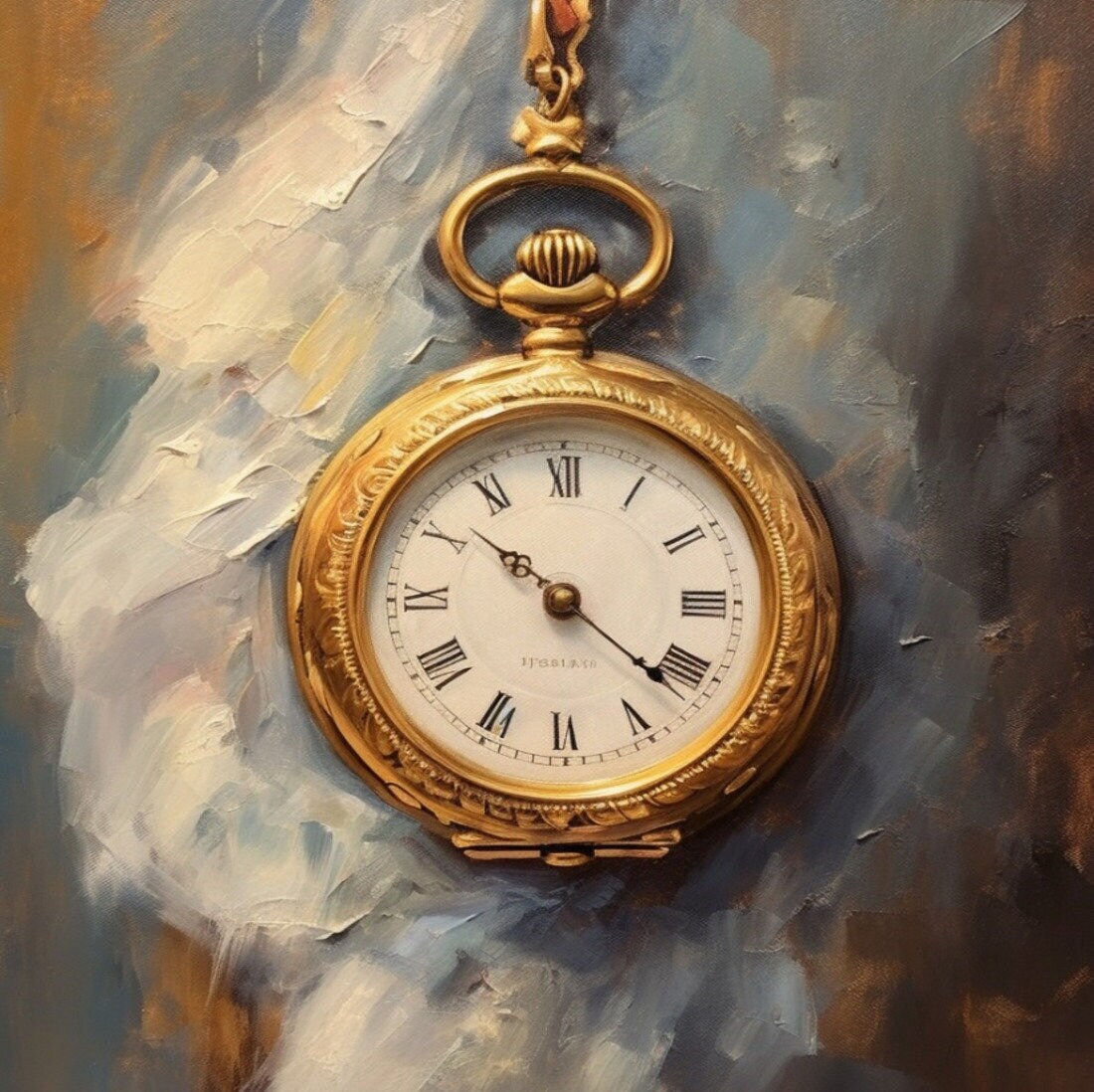 Soft Tonal Stopwatch Oil Painting | Cool Clock Wall Art | Original ...