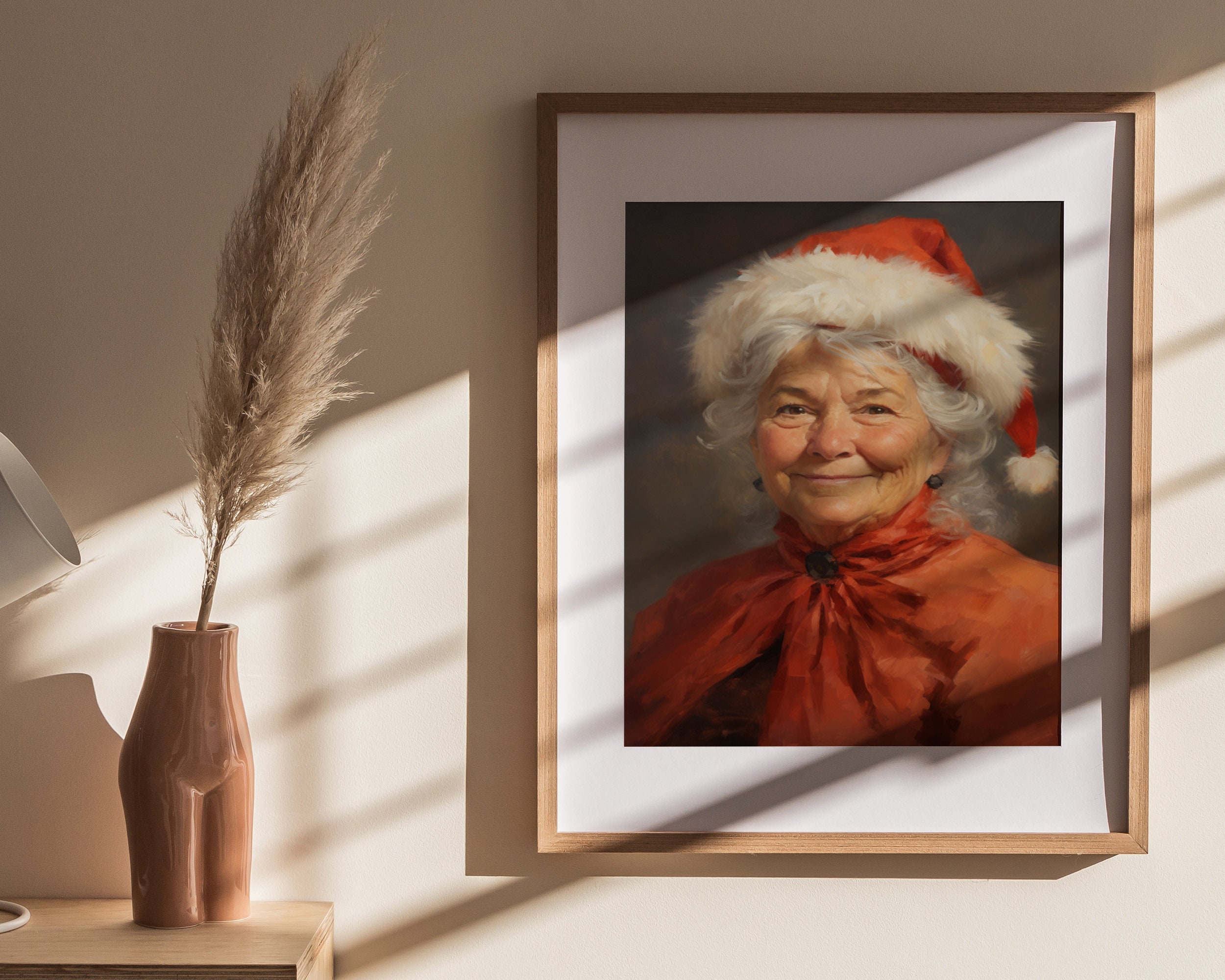 Vintage Mrs Claus Print Winter Wall Art Santa Print Christmas Oil ...