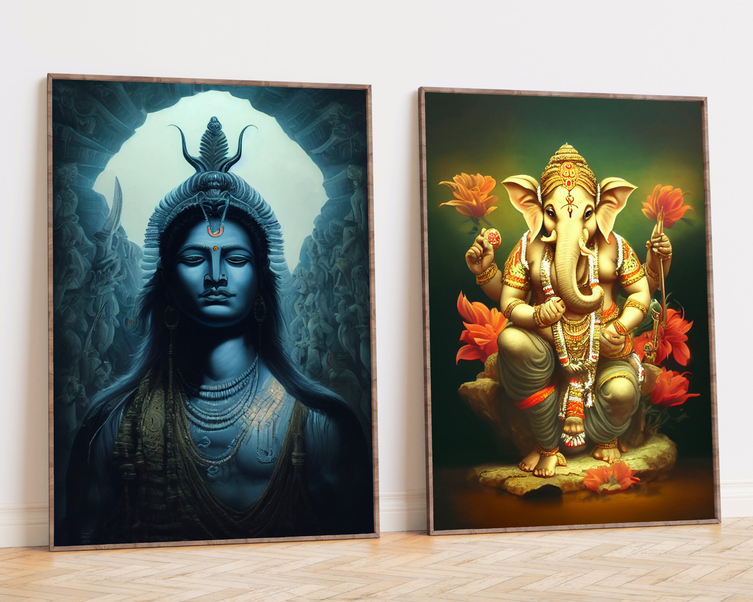 SET OF 2 Hindu Gods Poster Prints | Indian Gods Wall Art | Lord Shiva ...