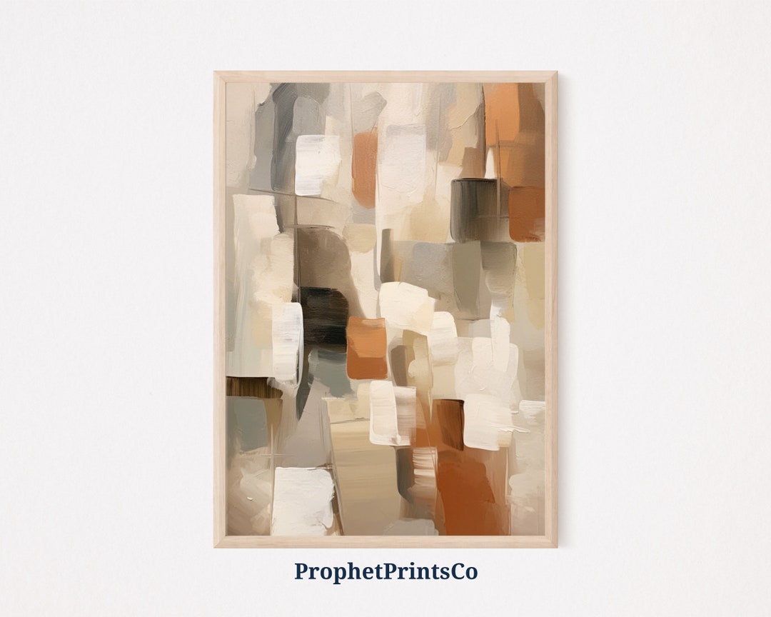 Abstract Earth Tone Oil Painting Print | Boho Wall Art | Burnt Orange ...