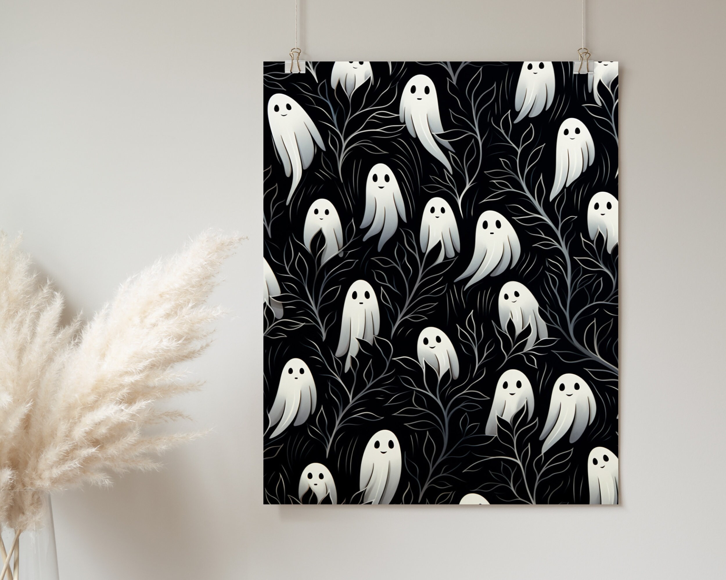 Minimal Ghost Print Aesthetic Printable Halloween Poster Halloween Wall ...