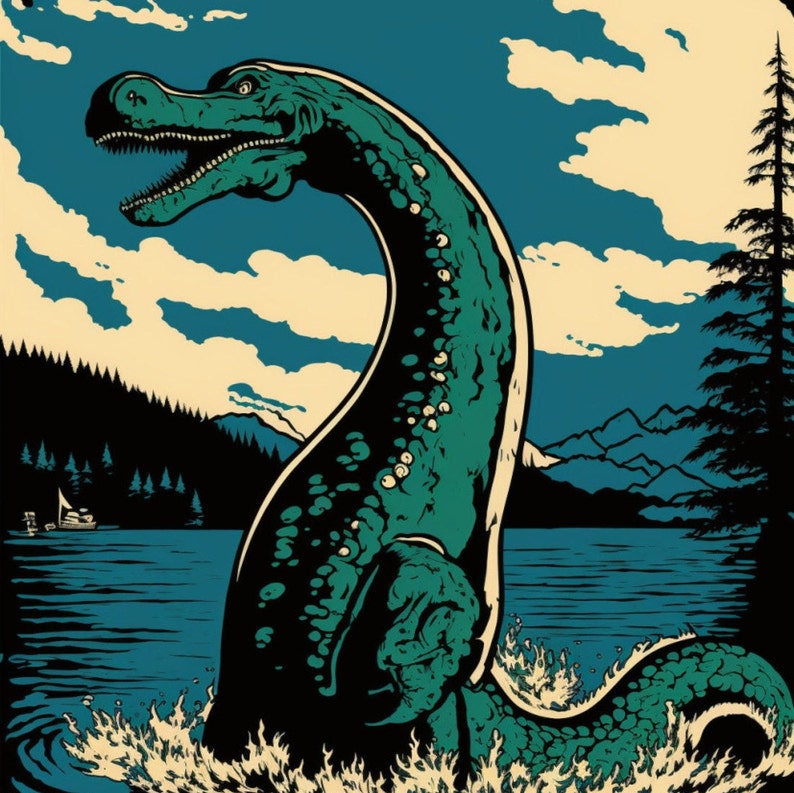 Loch Ness Monster Poster Print Scottish Myth Wall Art Nessie Lover Gift Pop Art Home Décor ...