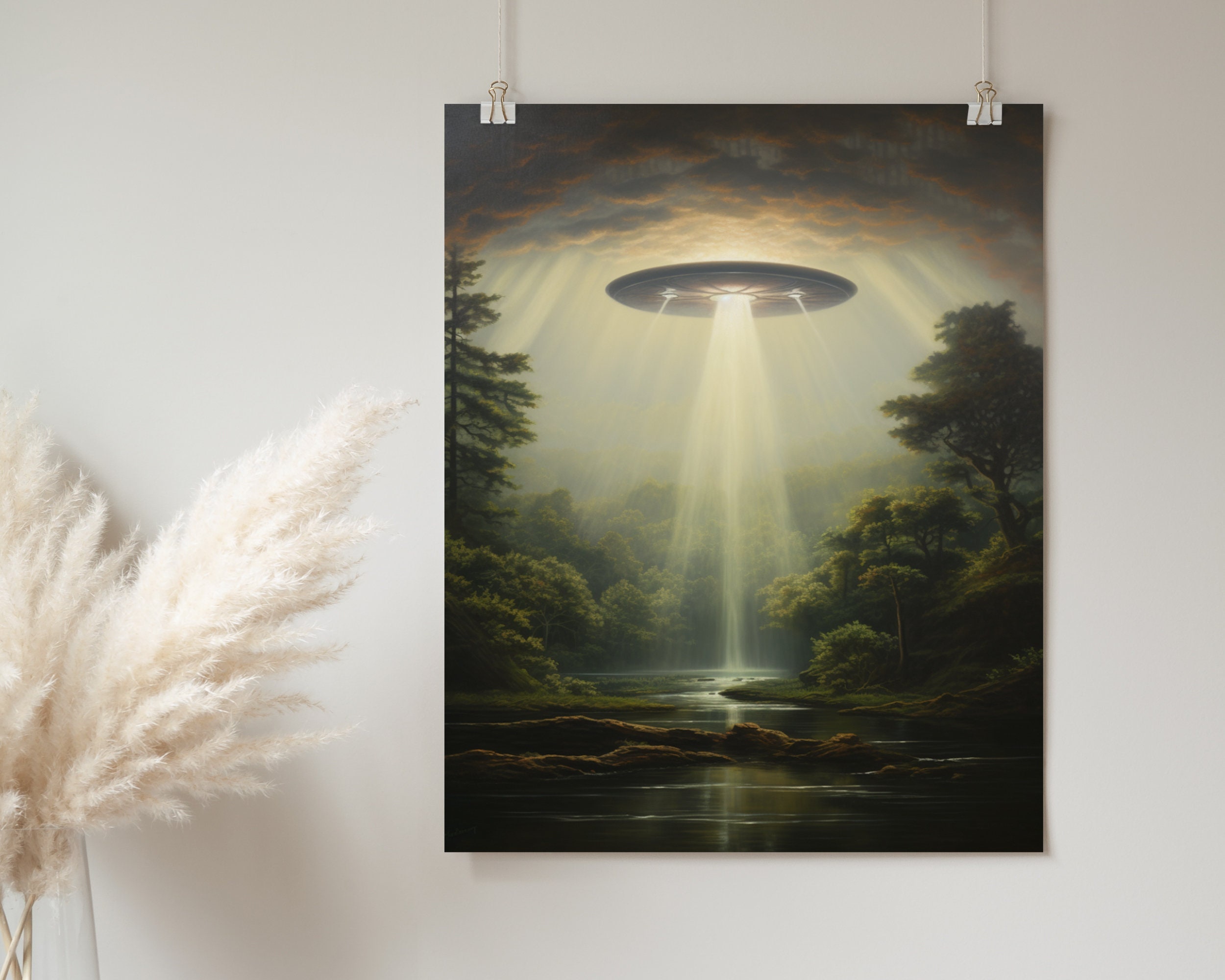 Ufo Spaceship Artwork Vintage 1950'S Inspired Roswell Ufo Sighting Ufo ...