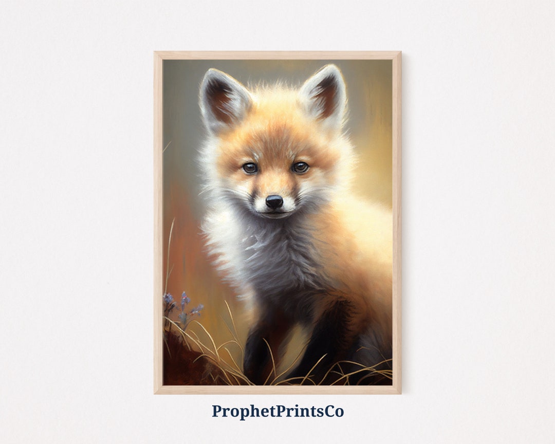Baby Fox Poster Print | Fox Nursery Wall Art | Fox Lover Gift | Cute ...