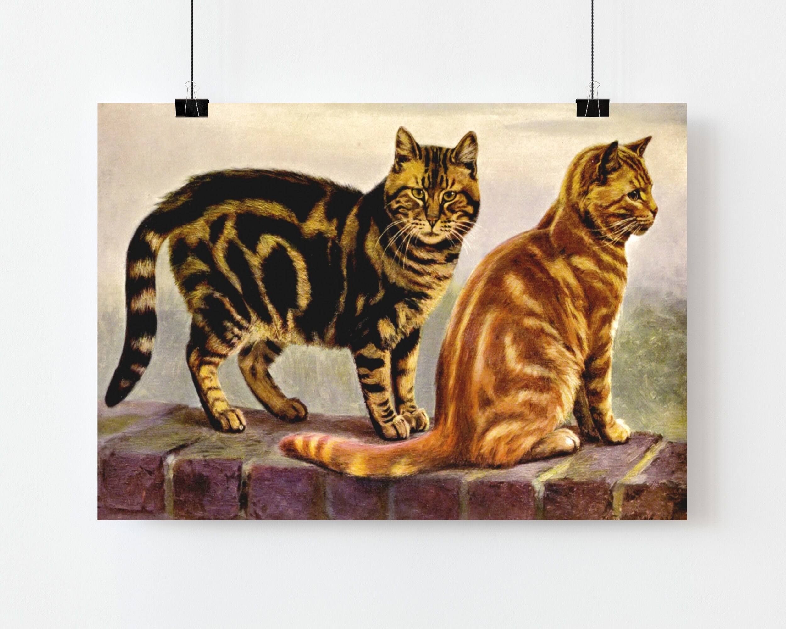 Vintage Kitten Poster Print | Kitten Painting Wall Art | Cat Lover Gift ...