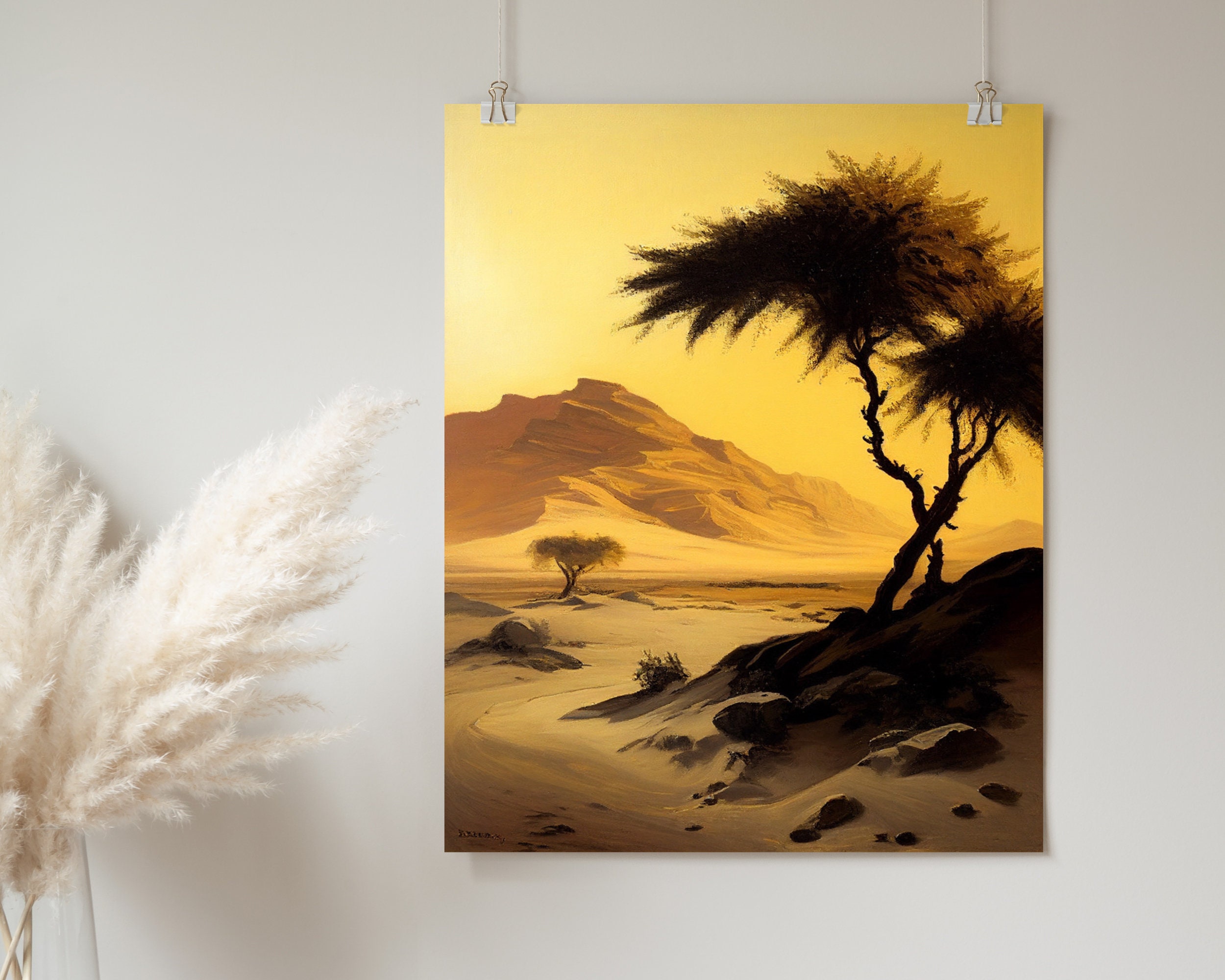 Desert Oil Painting Poster Print | Middle Eastern Wall Art | Arab Gift ...
