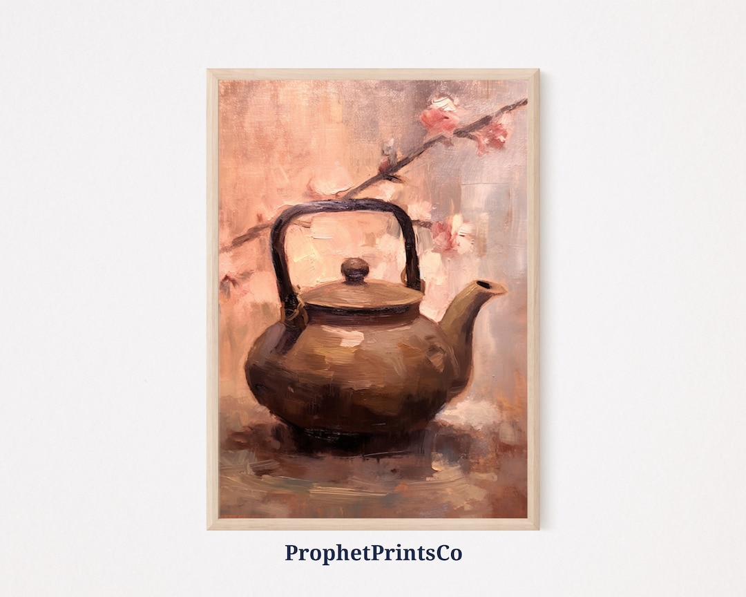 Japanese Tea Pot Painting Print | Soft Tonal Wall Art | Kitchen Art ...
