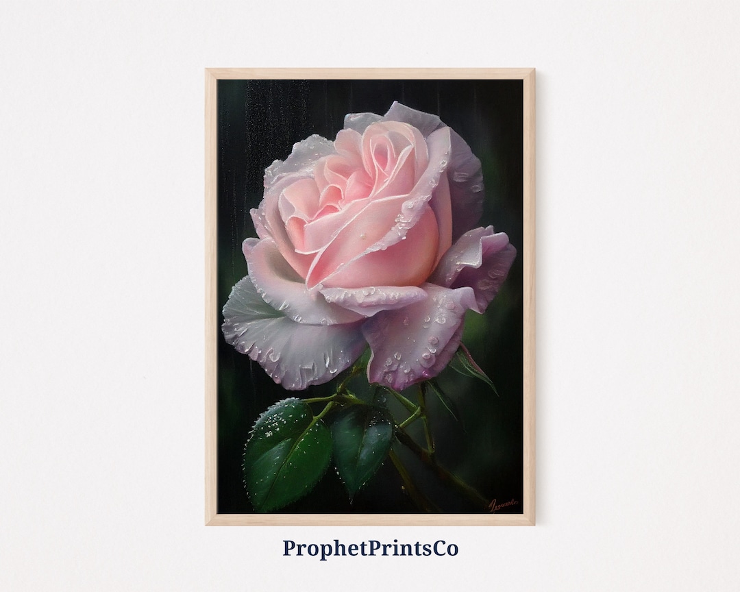 Pink Rose Oil Painting Poster Print | Botanical Wall Art | Cute Floral ...