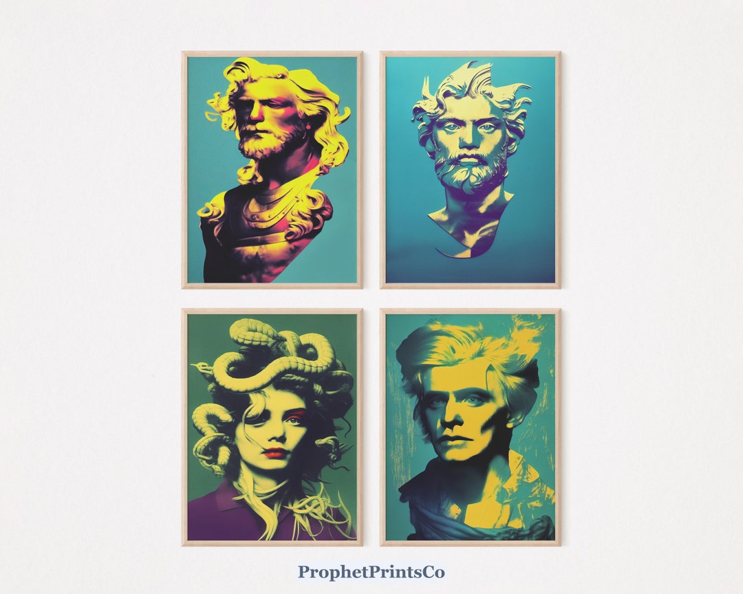 SET OF 4 Greek Mythology Poster Prints | Greek God Wall Art | Greek ...