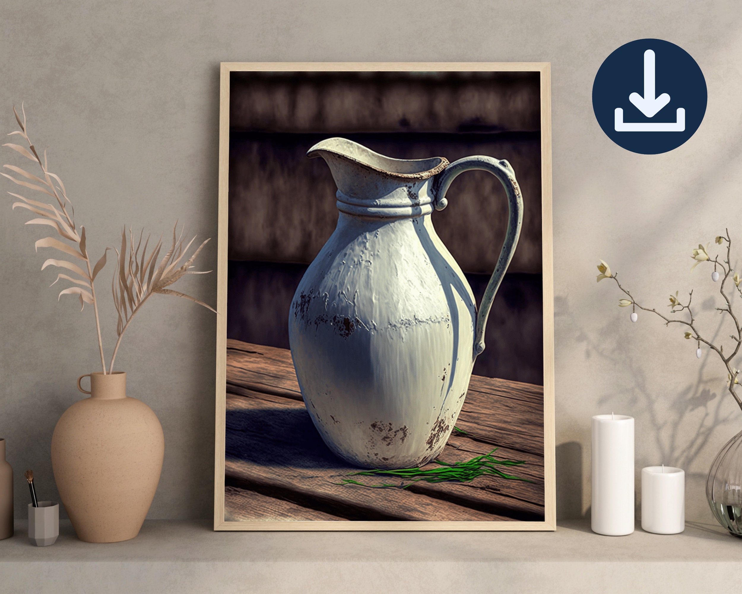 Vintage Milk Jug Poster Print | Country Farmhouse Wall Art | Antique ...