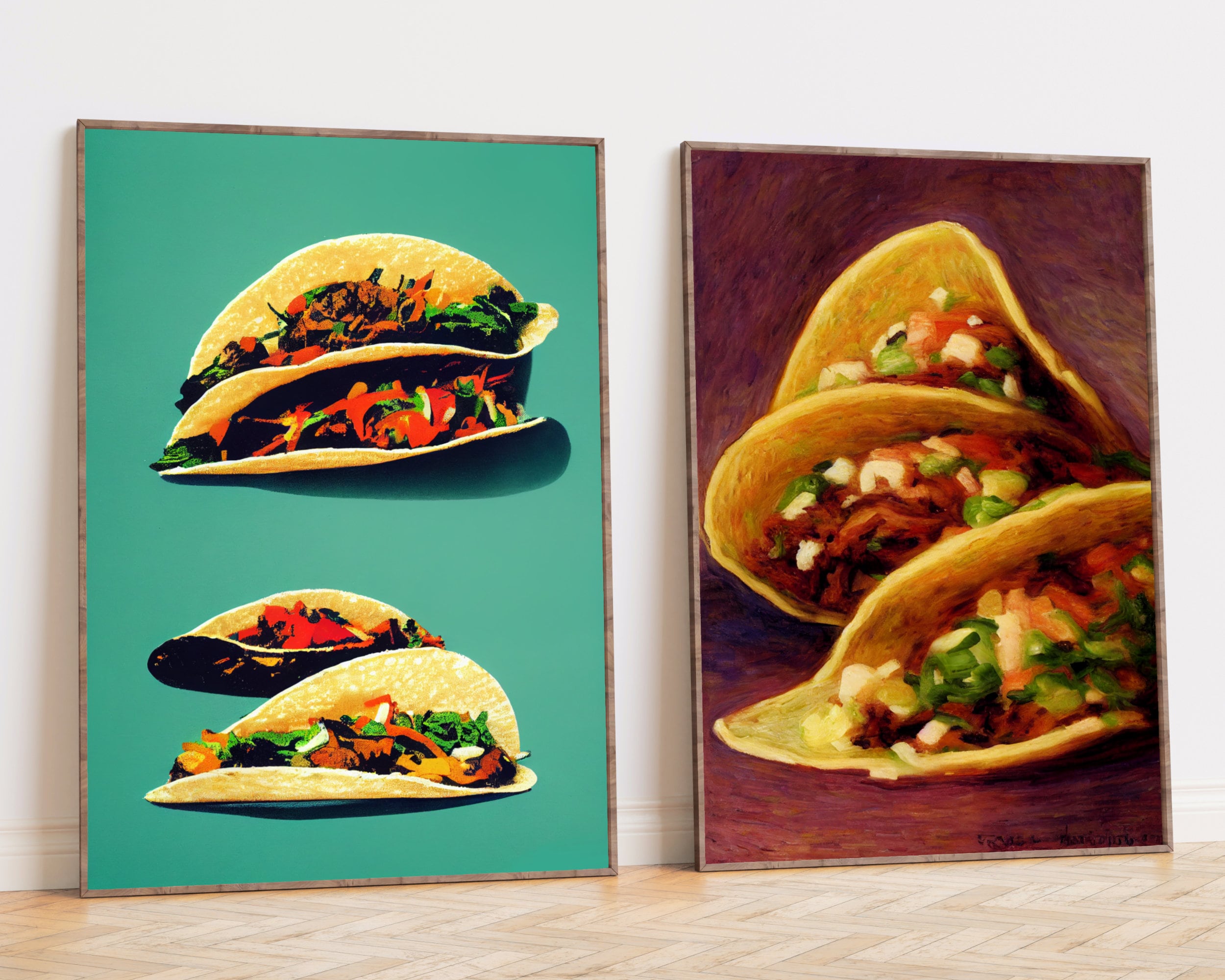SET OF 2 Original Taco Poster Prints Mexican & Hispanic Wall Art Taco ...