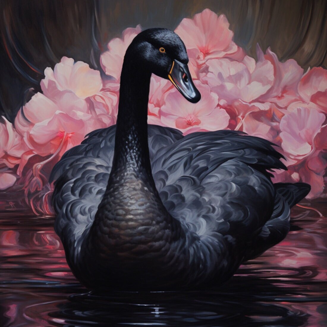 Vintage Swan Print Black Lake Swan Print Black Swan Art Black Swan ...