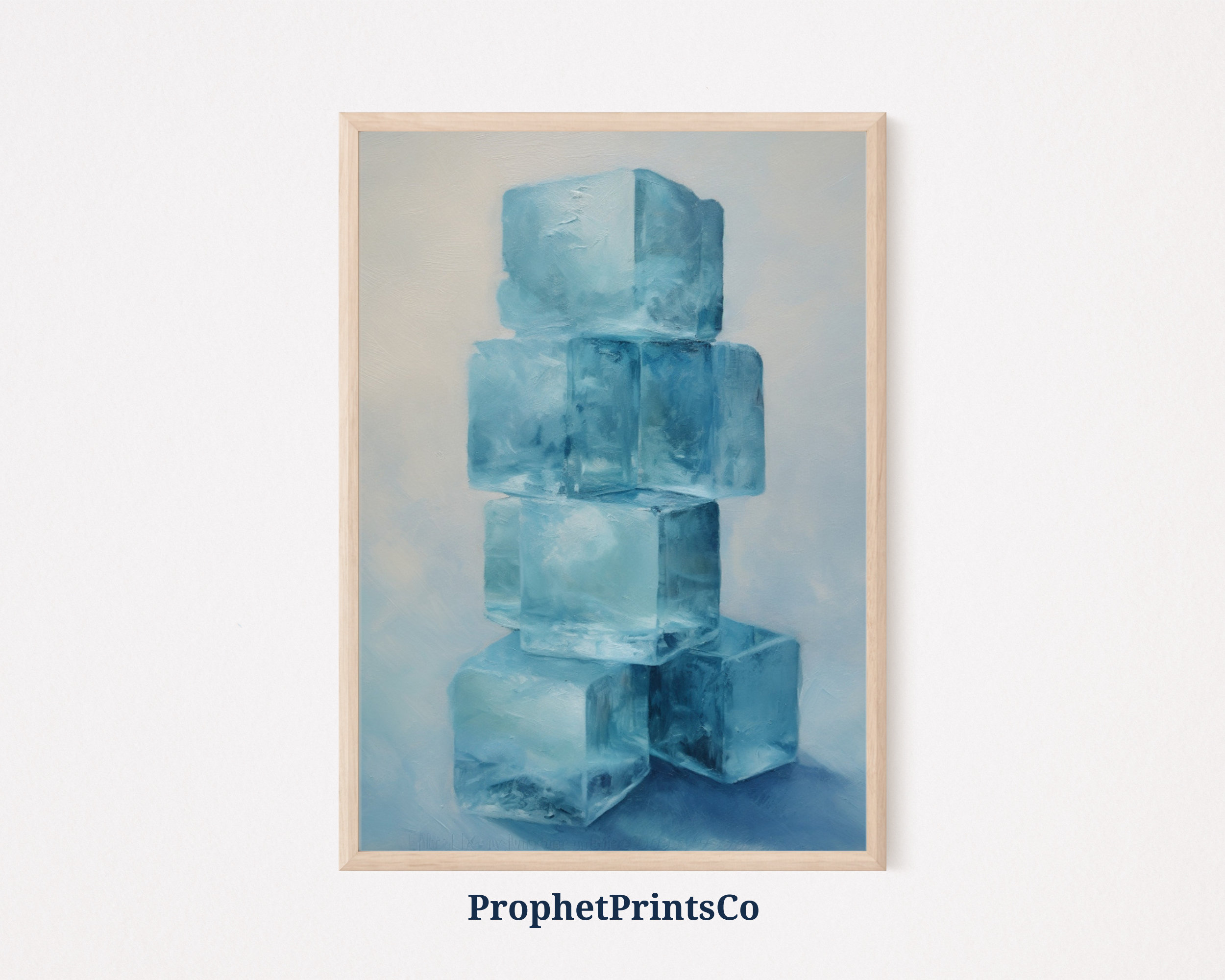 Ice Cube Oil Painting Print | Blue Aesthetic Wall Art | Ice Cube Pop ...