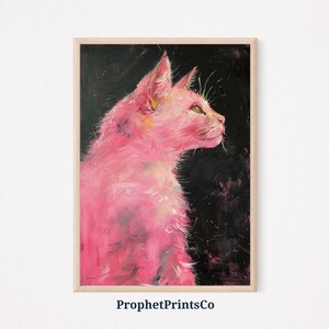 Set of 4 Pink Cat Art Prints | Whimsical Nursery Wall Art | Cute Home ...
