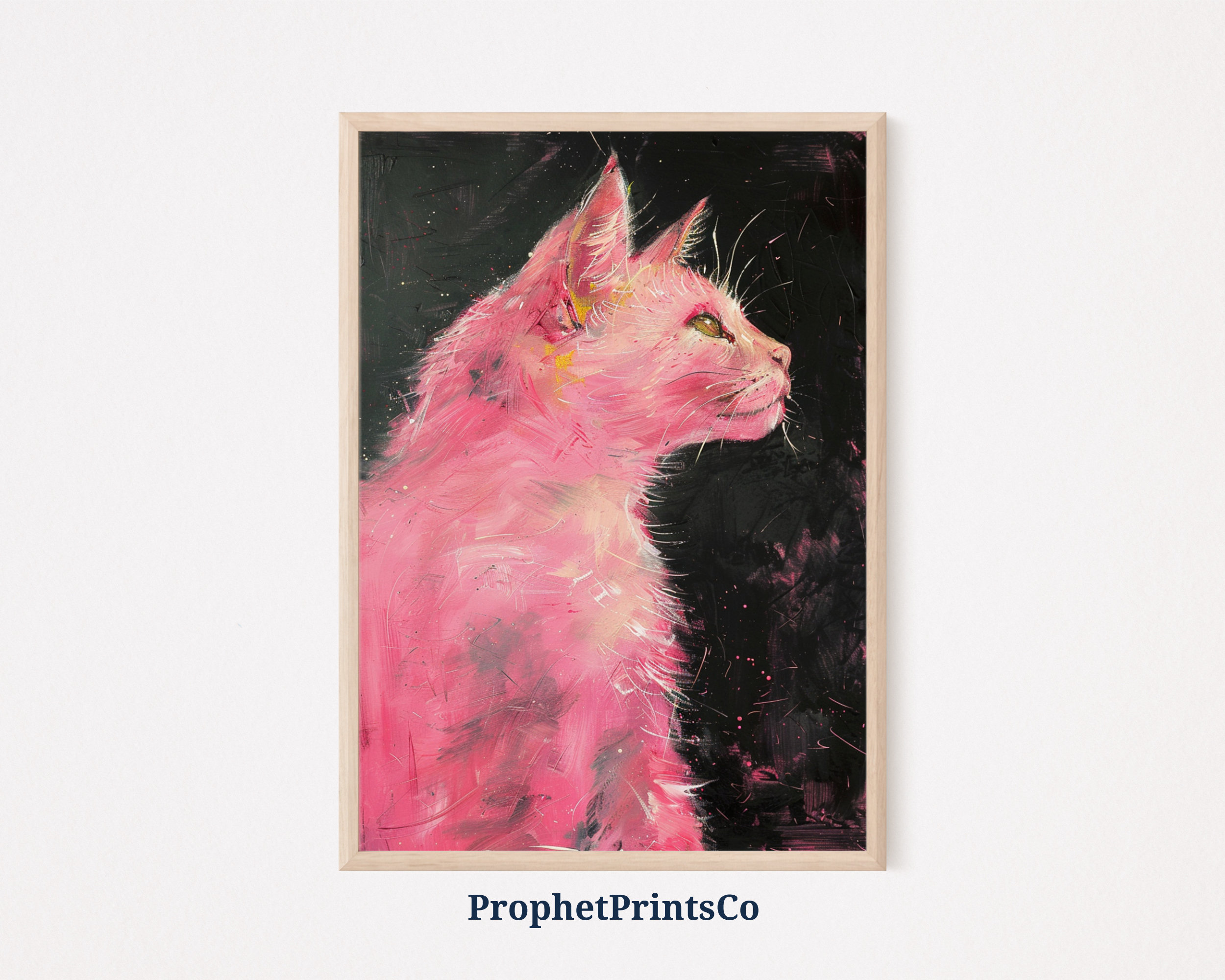 Set of 4 Pink Cat Art Prints | Whimsical Nursery Wall Art | Cute Home ...