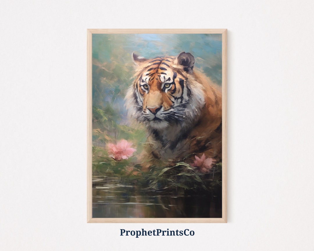 Soft Tonal Tiger Painting Print | Jungle Animal Wall Art | Rainforest ...