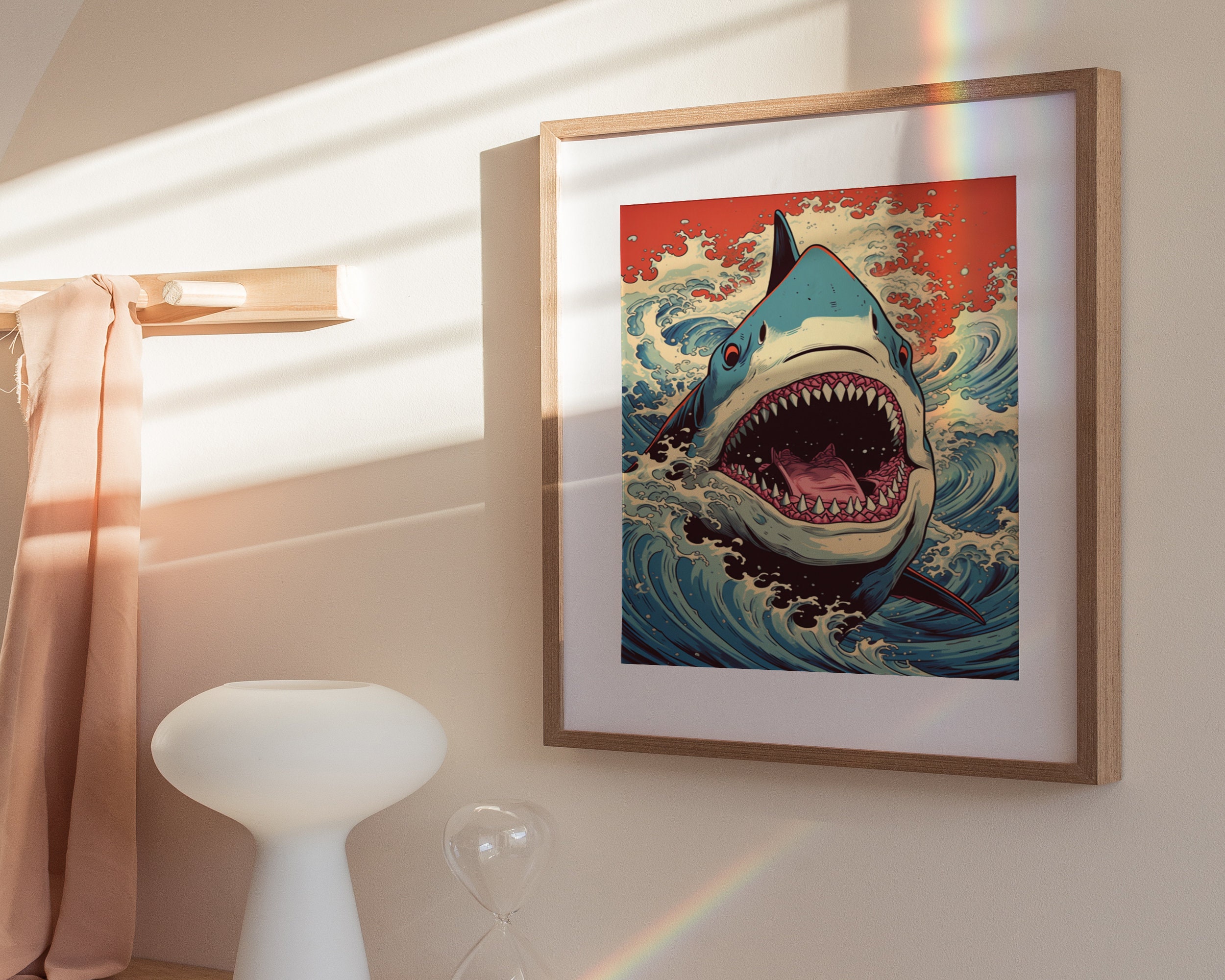 Japanese Shark Poster Print | Colorful Shark Wall Art | Japan Pop Art ...