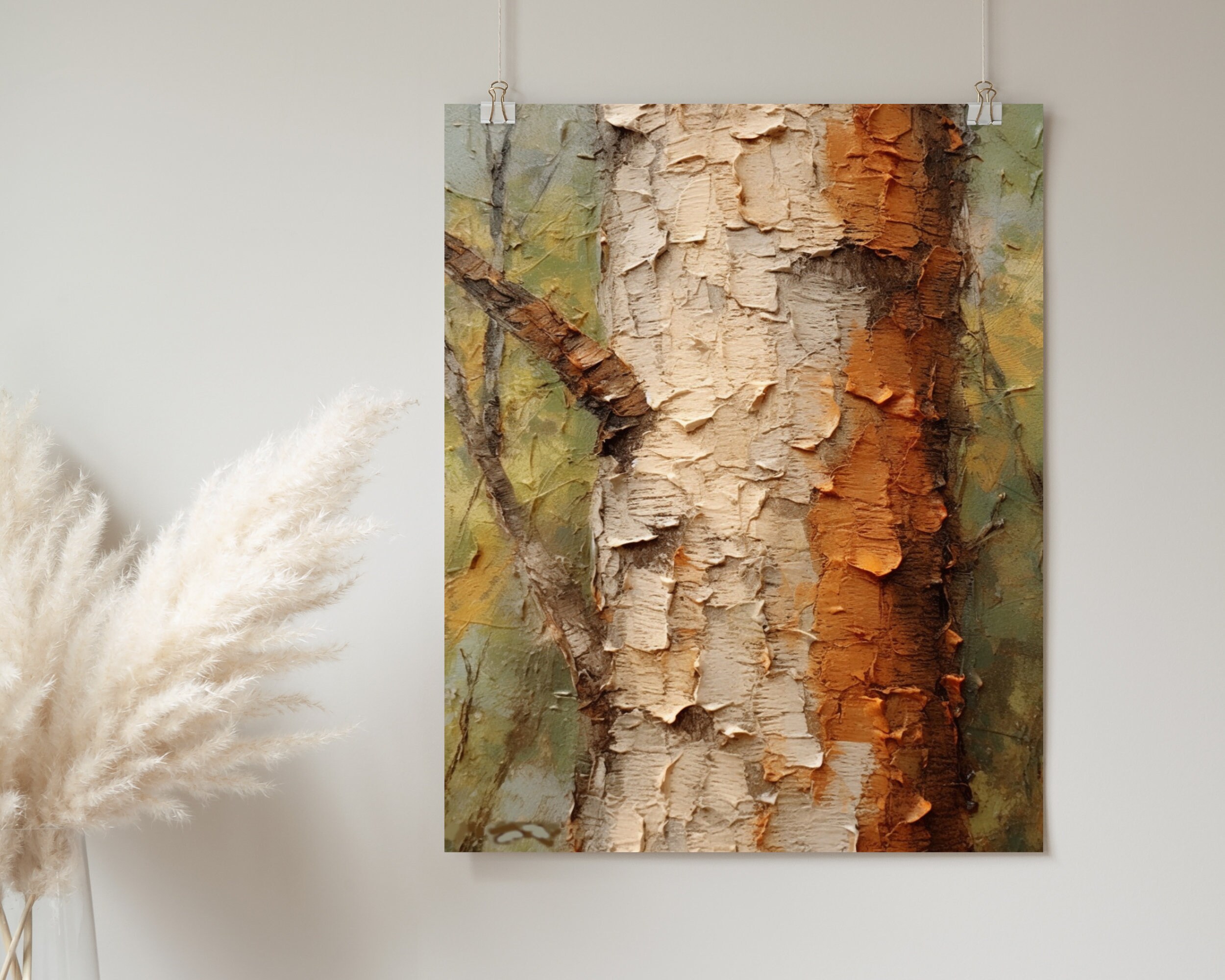 Tree Bark Oil Painting Print | Nature Wall Art | Birch Wood Wall Art ...