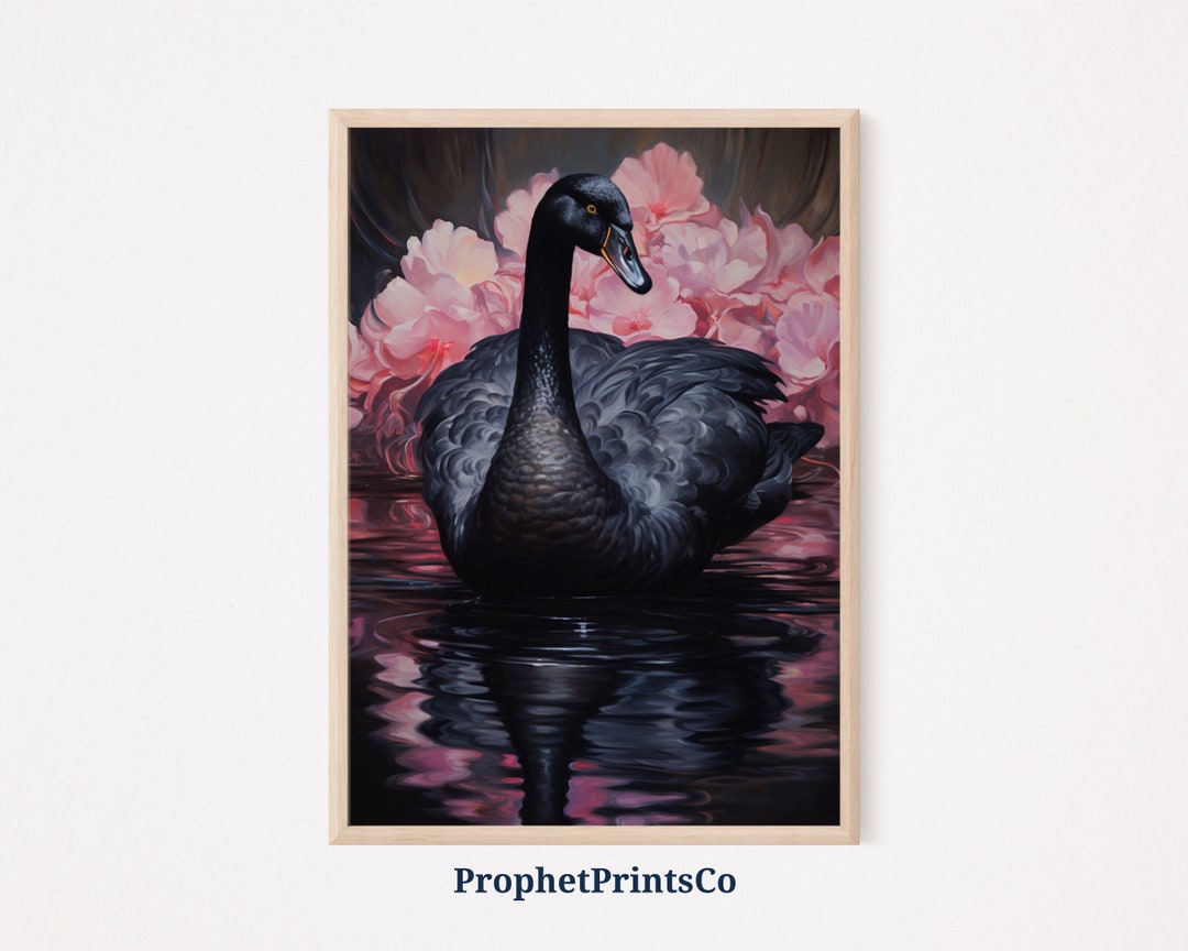 Vintage Swan Print | Black Lake Swan Print | Black Swan Art | Black ...