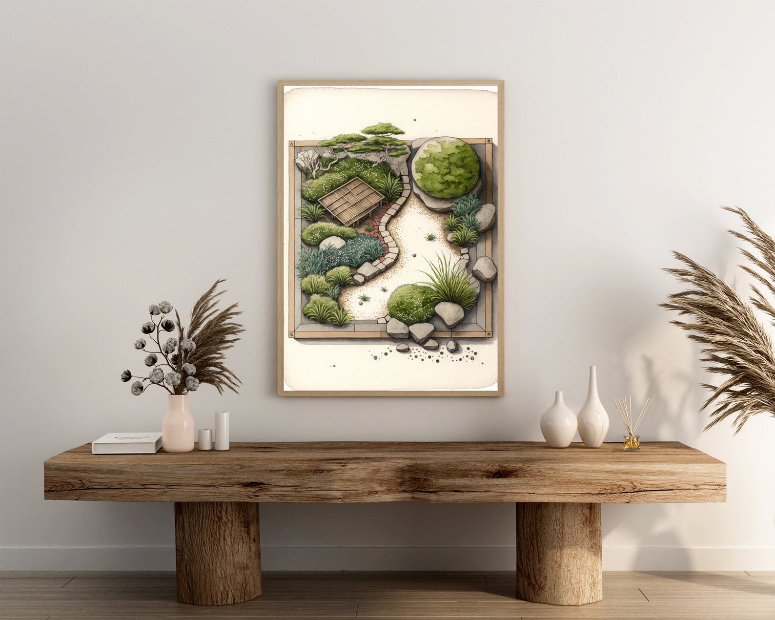 Watercolor Zen Garden Poster Print | Japanese Wall Art | Stress Relief ...