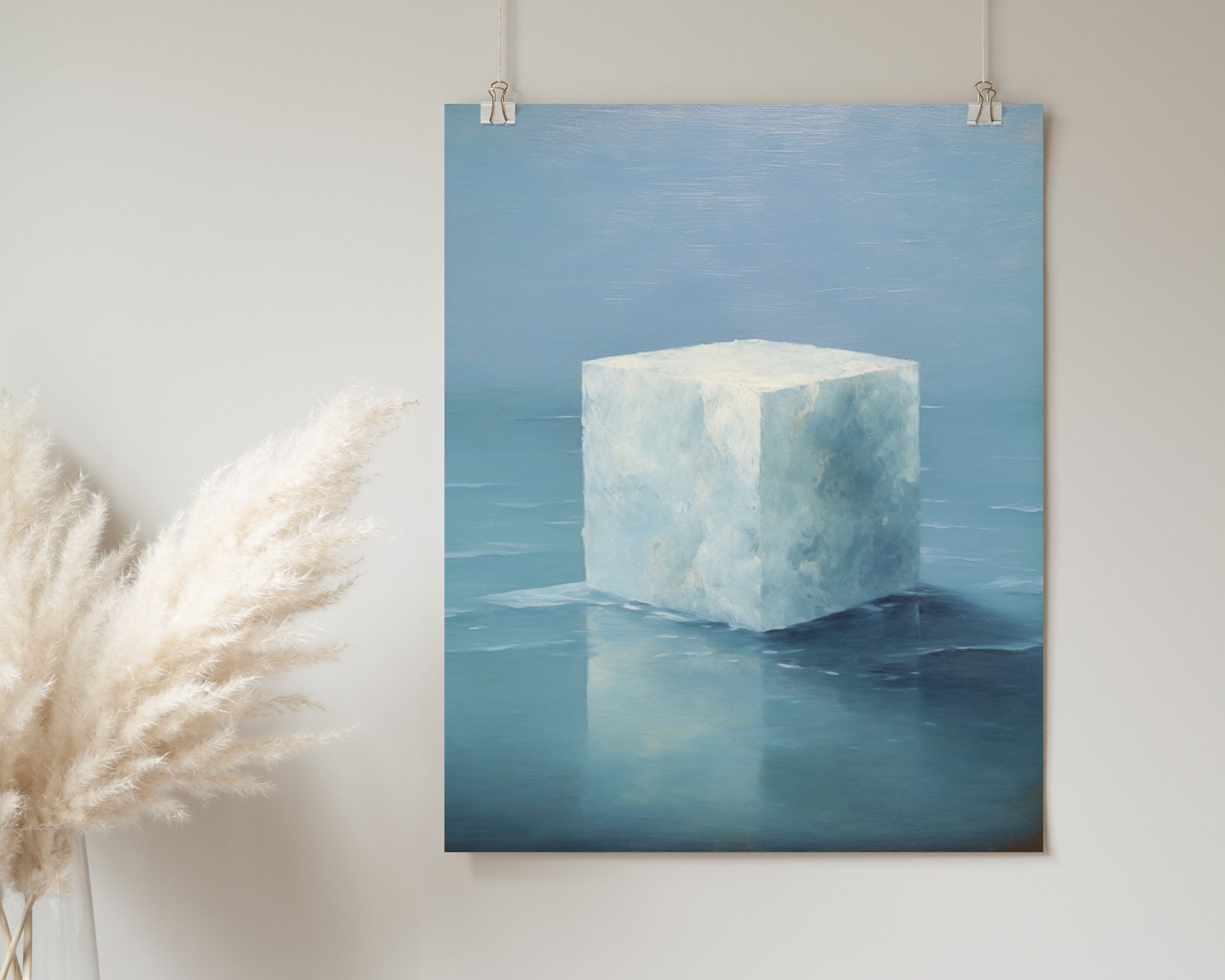 Ice Cube Oil Painting Print | Blue Aesthetic Wall Art | Ice Cube Pop ...