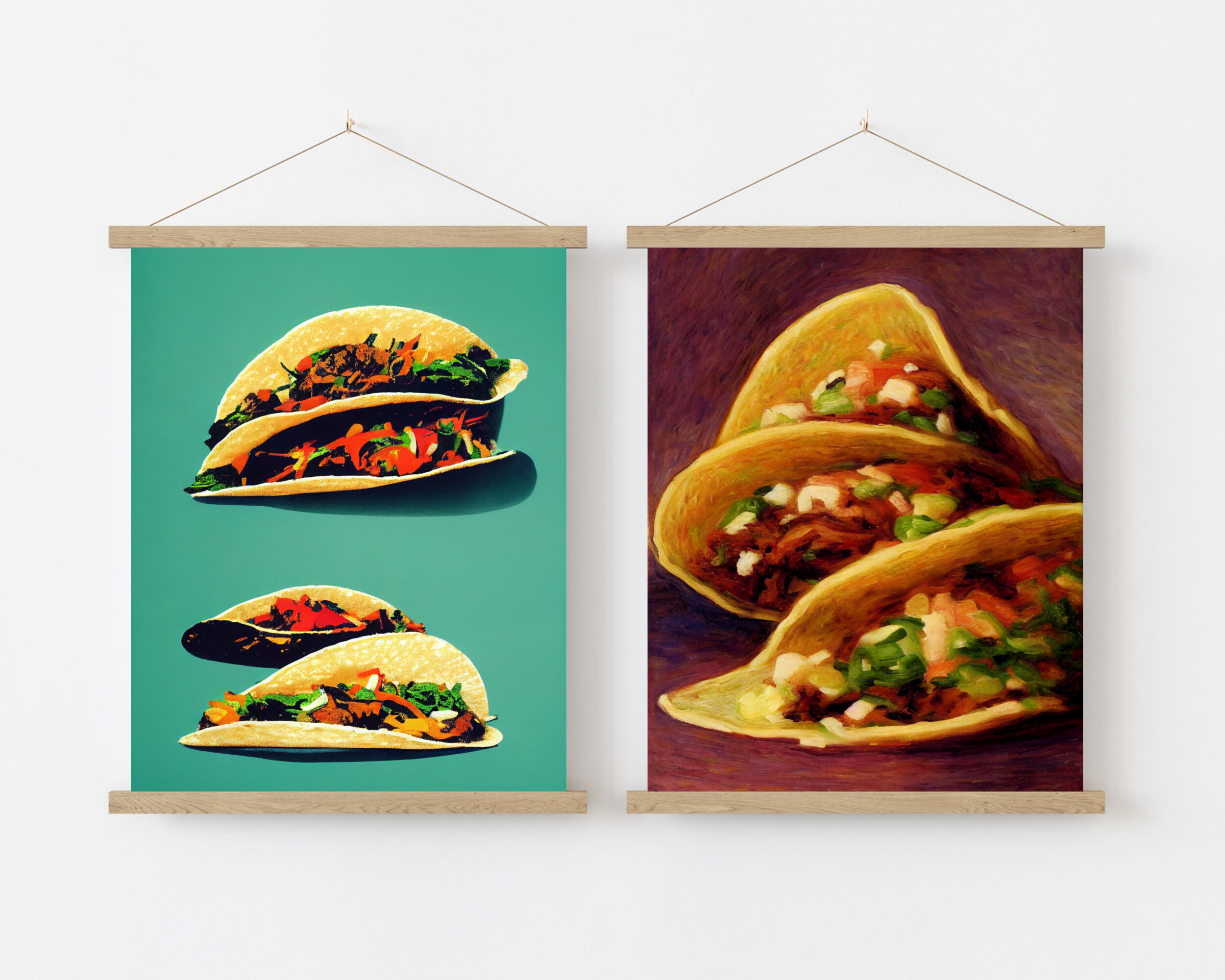 SET OF 2 Original Taco Poster Prints Mexican & Hispanic Wall Art Taco ...