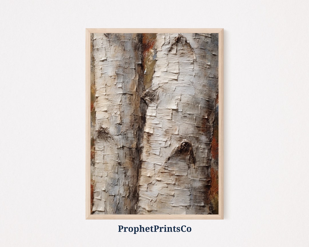 Tree Bark Oil Painting Print | Nature Wall Art | Birch Wood Wall Art ...