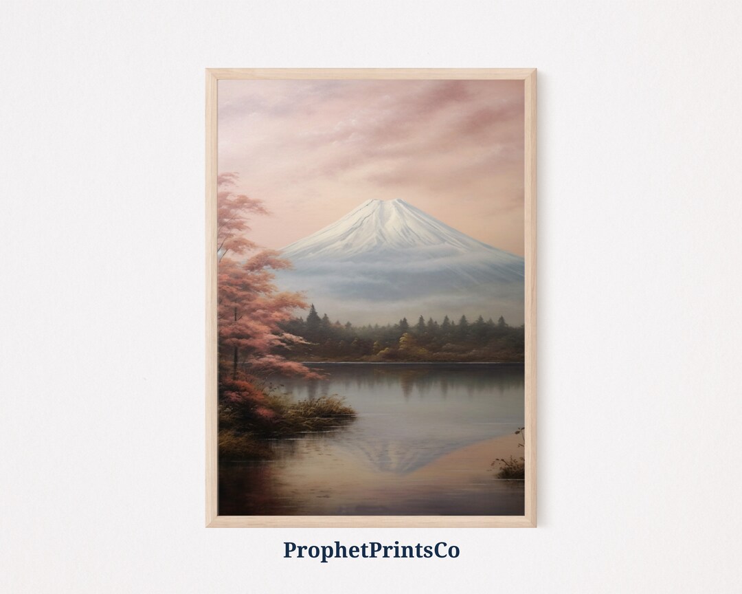 Soft Tonal Mount Fuji Oil Painting Japanese Wall Art Fuji Poster Mount ...
