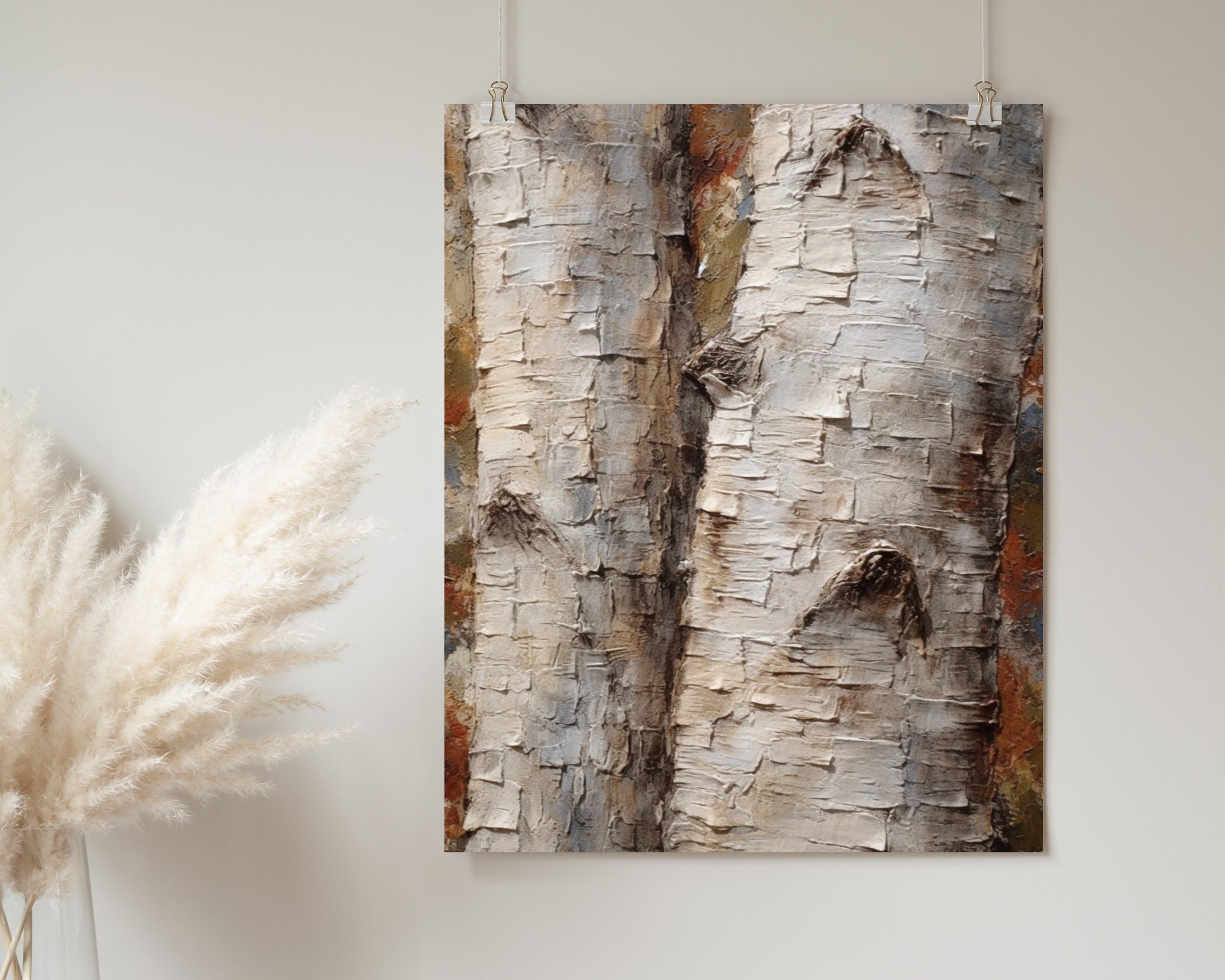 Tree Bark Oil Painting Print Nature Wall Art Birch Wood Wall Art Tree ...