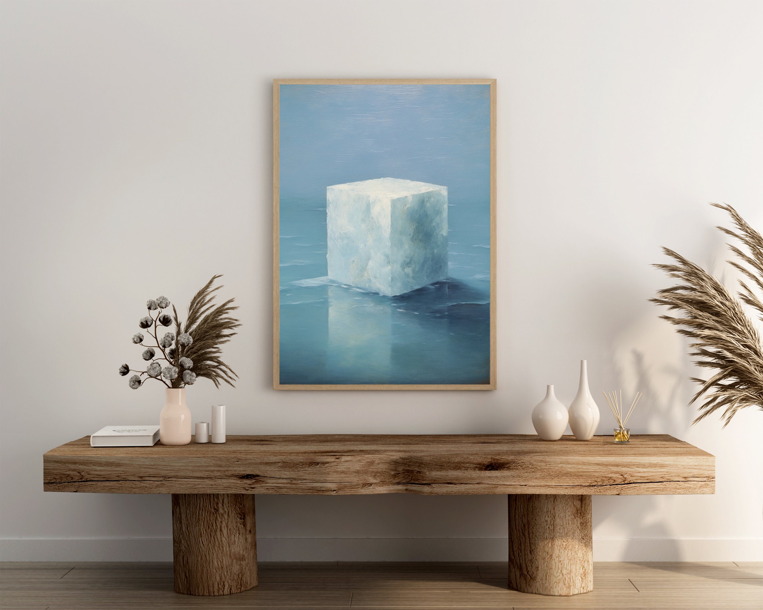 Ice Cube Oil Painting Print | Blue Aesthetic Wall Art | Ice Cube Pop ...