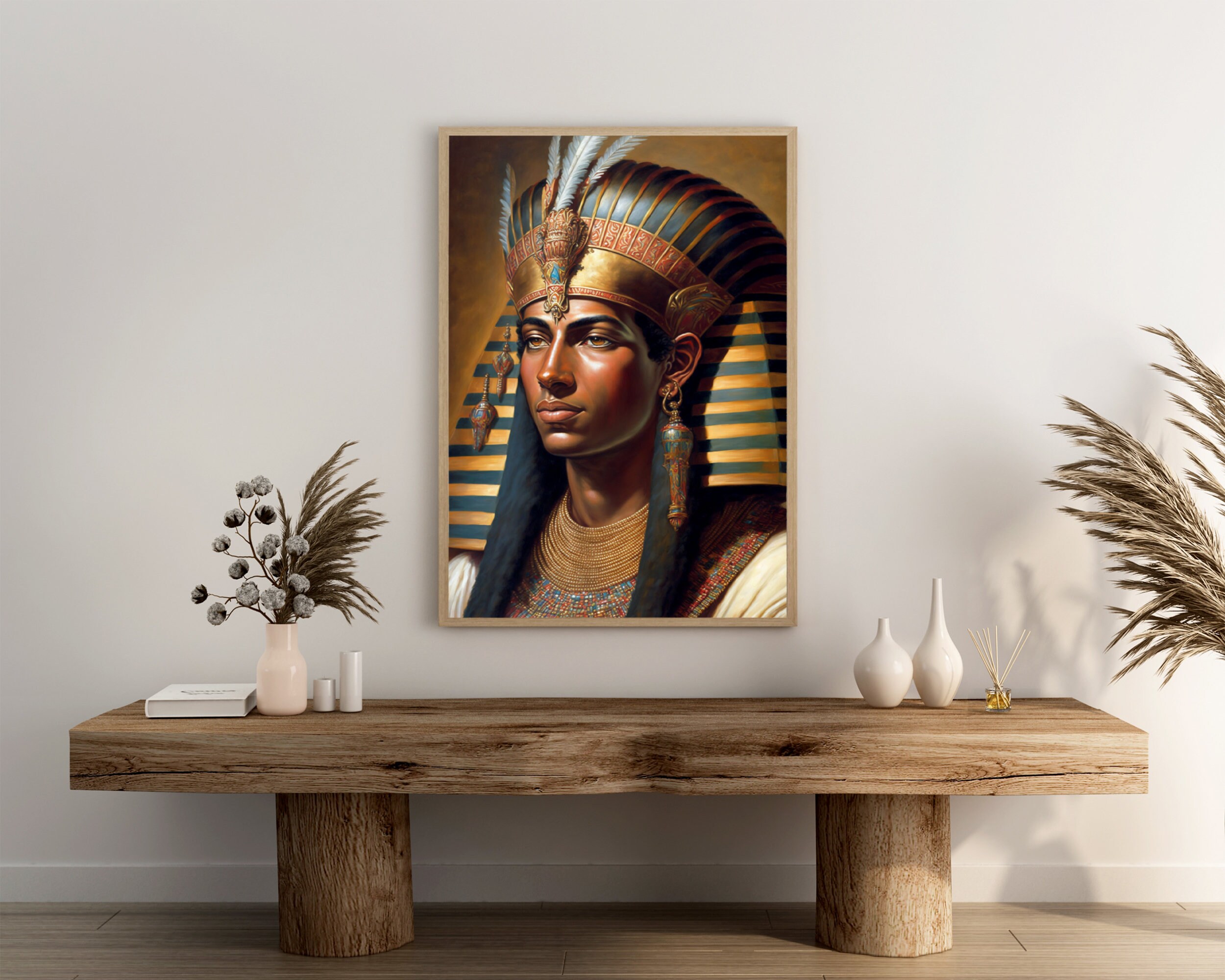Egyptian Pharaoh Poster Print Tutankhamun Wall Art Egypt Lover Gift Oil ...