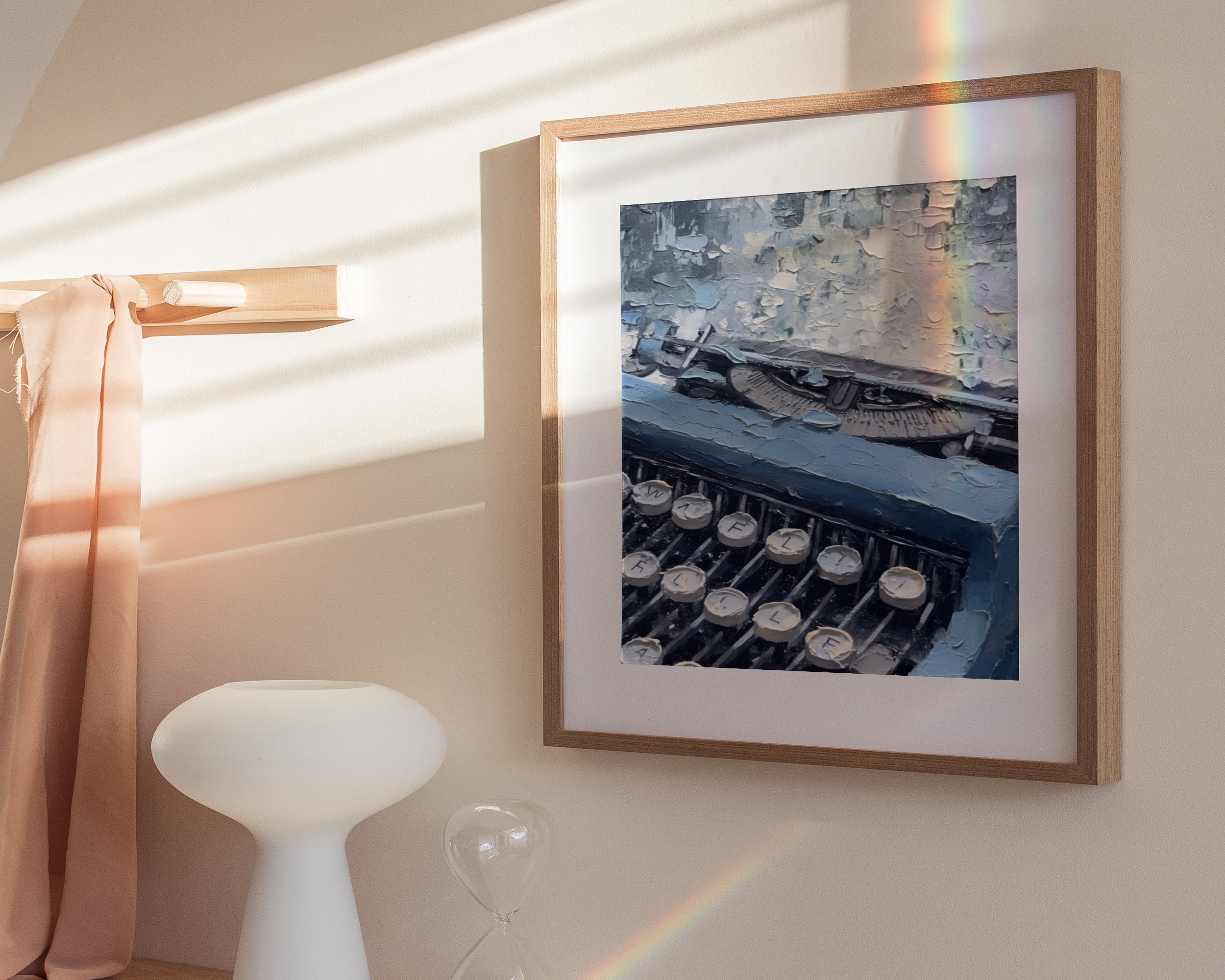 Blue Typewriter Oil Painting Print | Journalist Wall Art | Book Lover ...